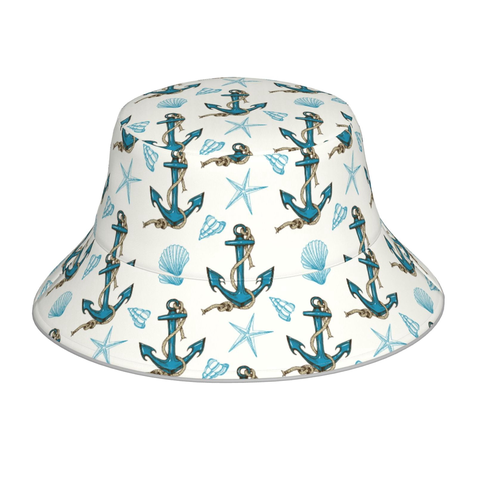 Fuzoiu Anchors And Shells Print Reflective Bucket Hat,Outdoor Hat for ...