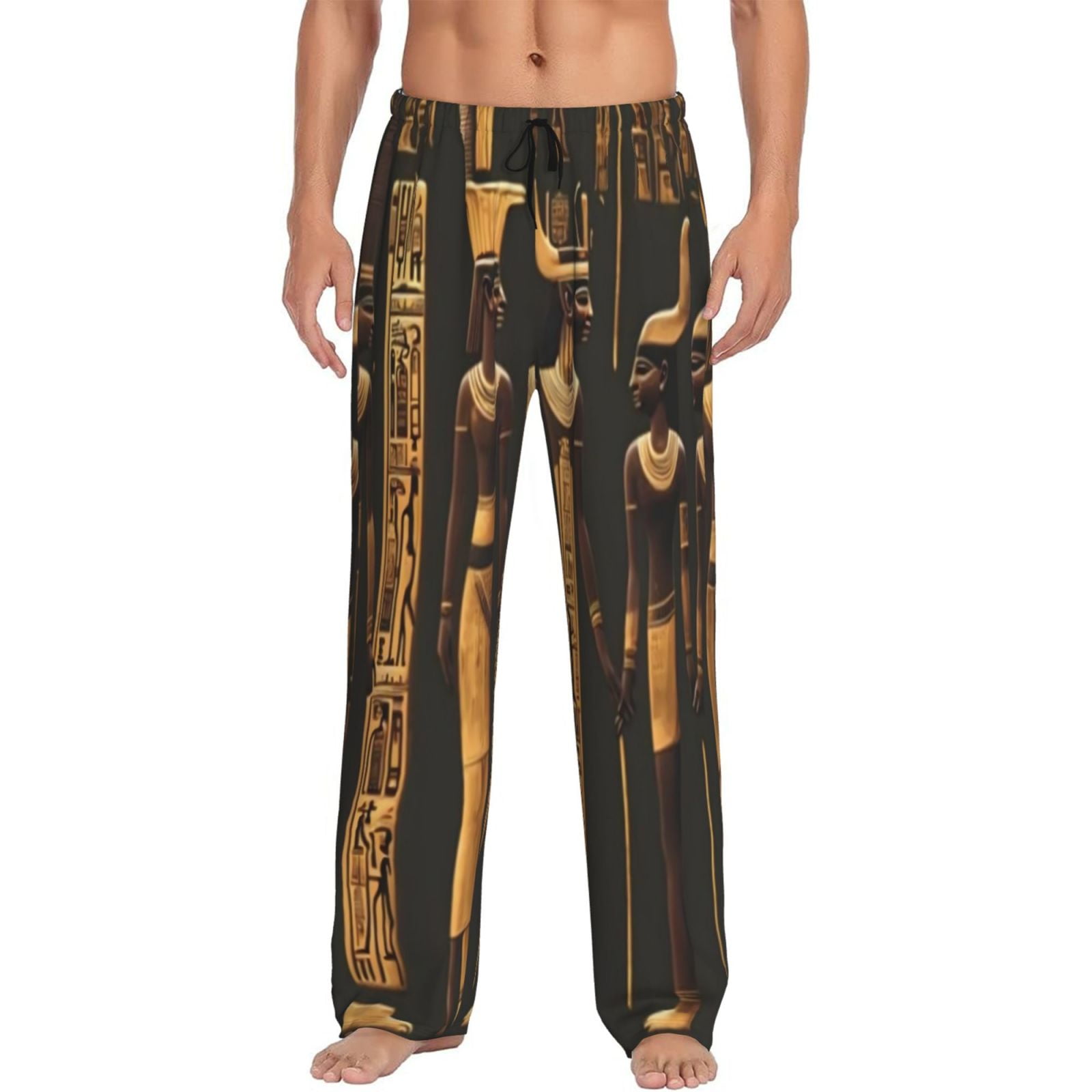 Fuzoiu Ancient Egyptian Hieroglyph Print Men's Pajama Pants,Lounge Pants for Men,Lounge PJ ...