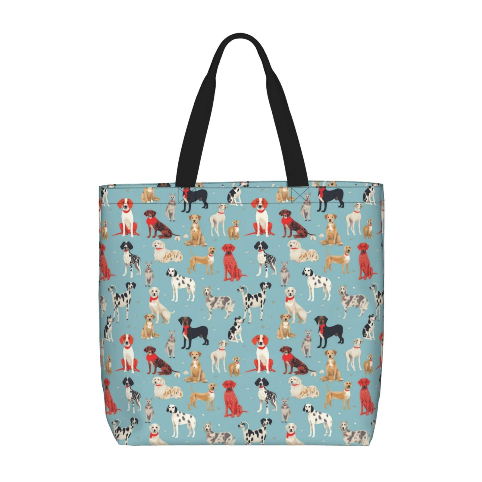 Fuzoiu Animal Dog Print Durable Tote Bag,Shoulder Bag with Zipper ...