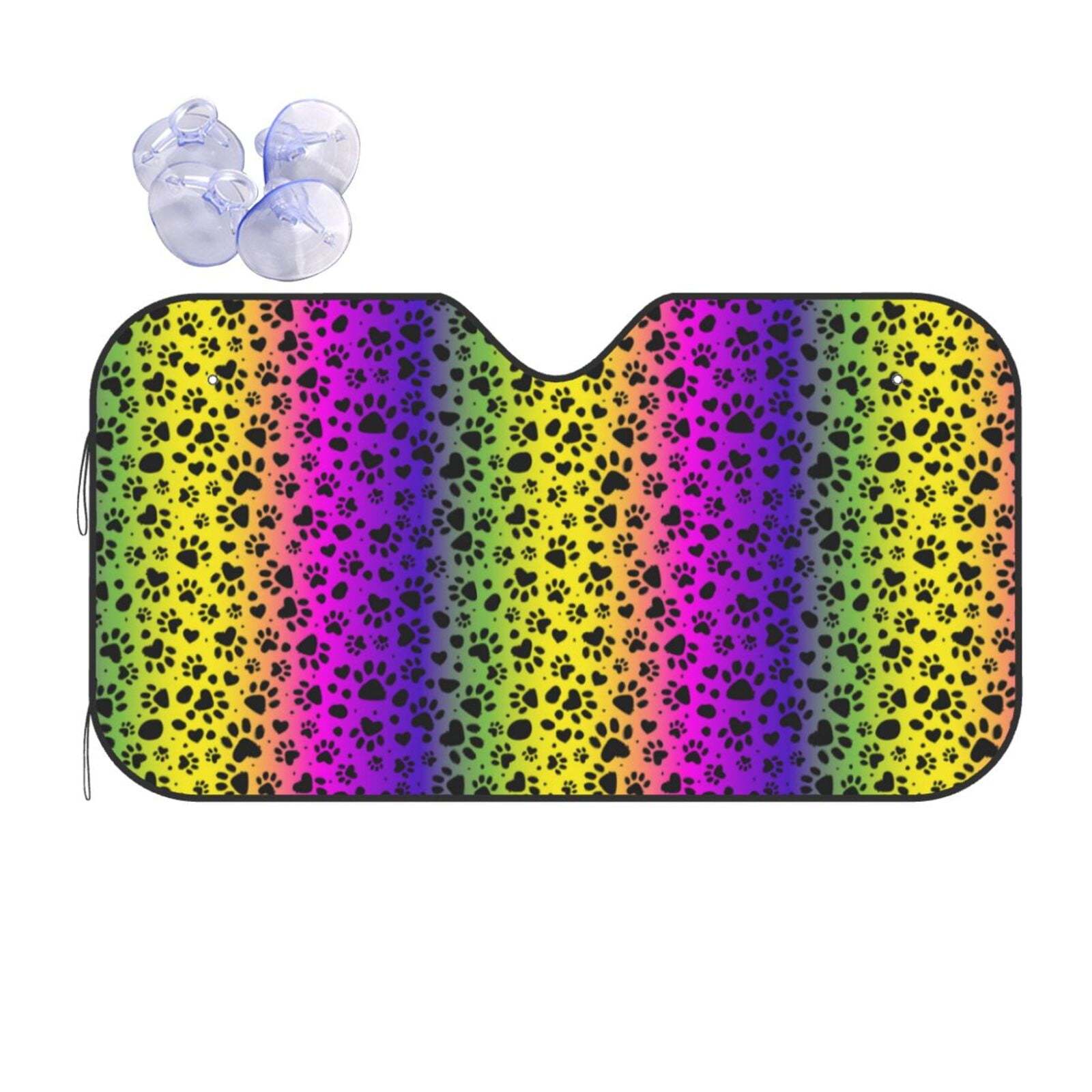 Fuzoiu Animal Paw Rainbow Print Car Windshield Sun Shade,Block Uv Rays ...