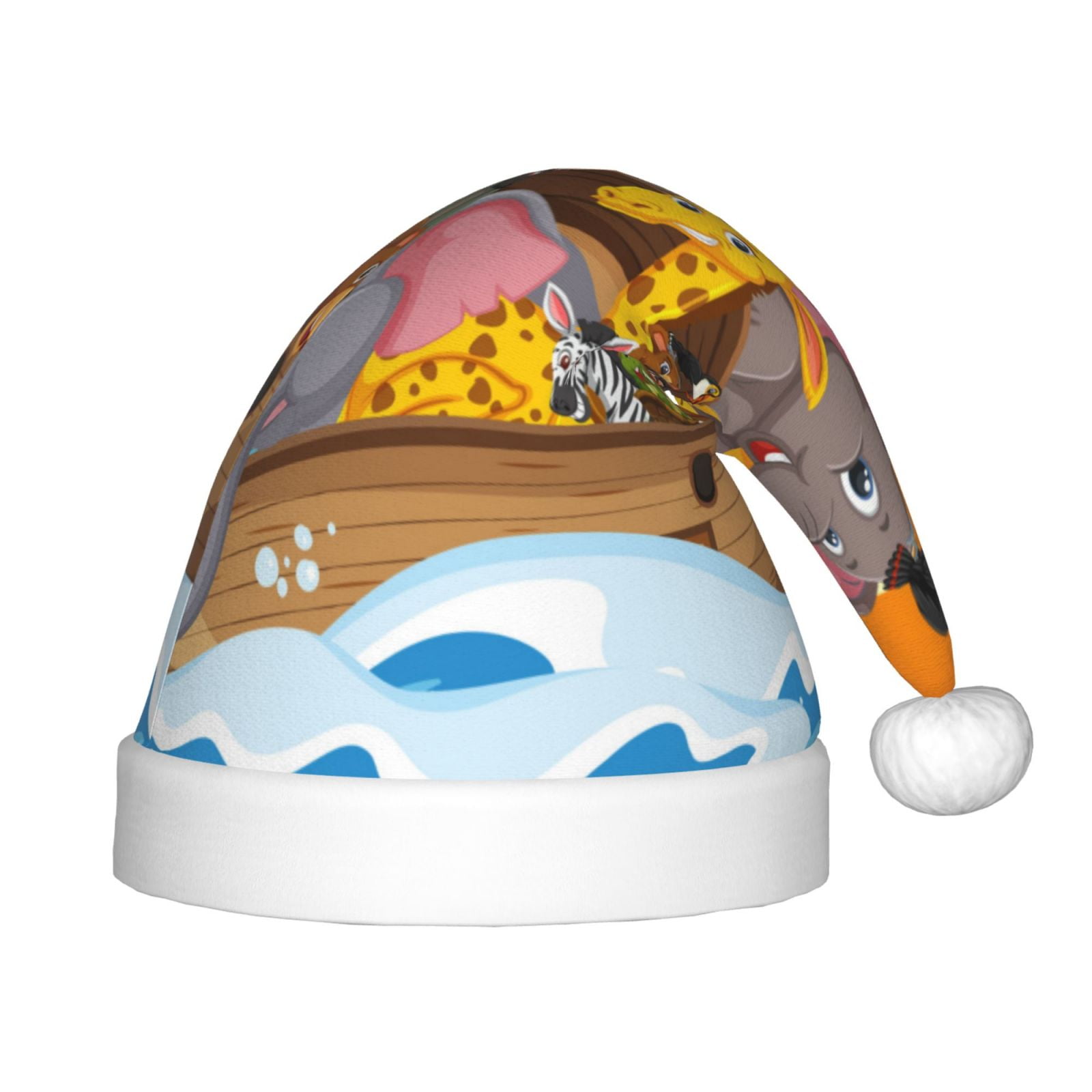 Fuzoiu Animals on Noah's Ark1 Print Santa Hat Christmas Hat for kids ...