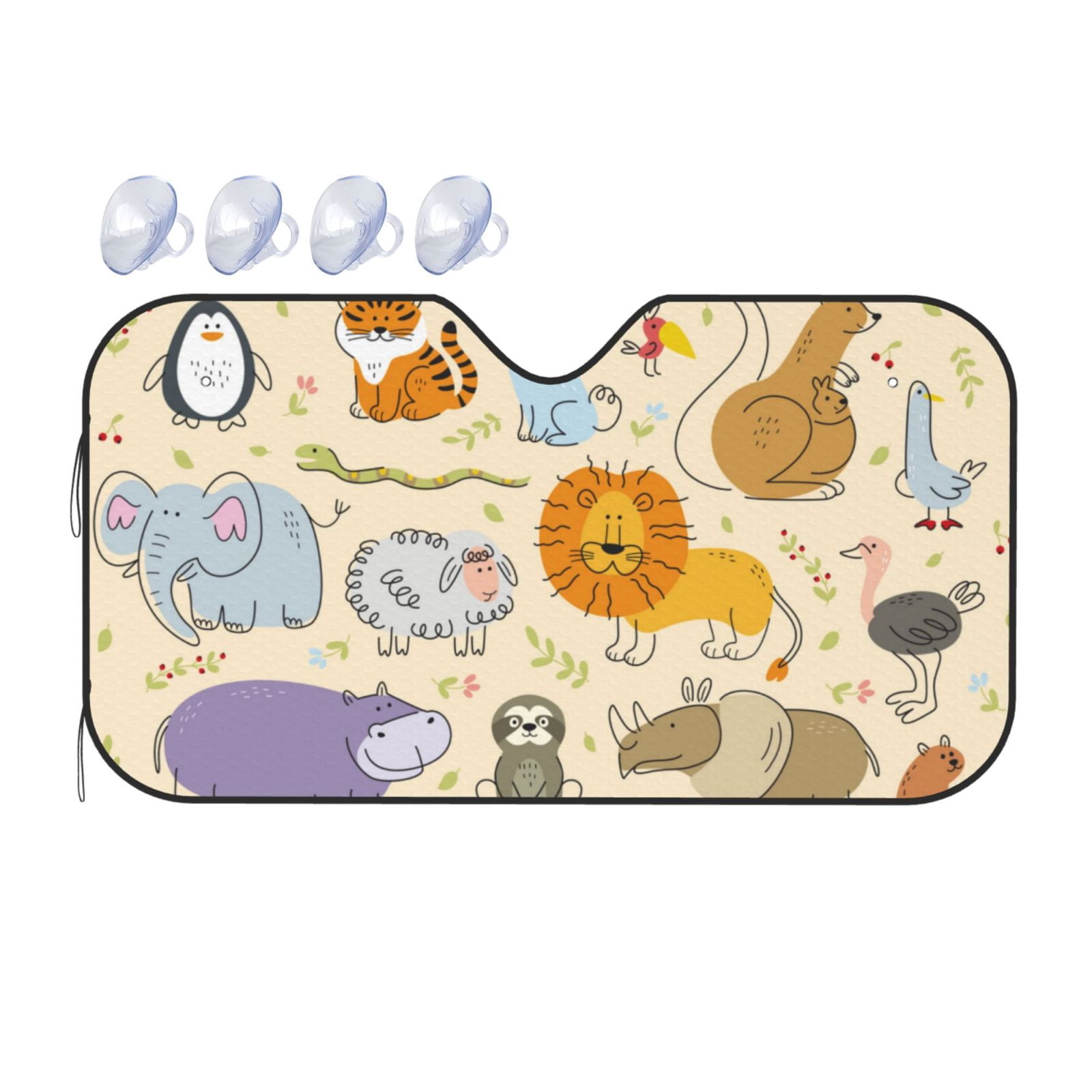 Fuzoiu Animals Print Car Windshield Sunshade,Foldable Reflective Sun ...