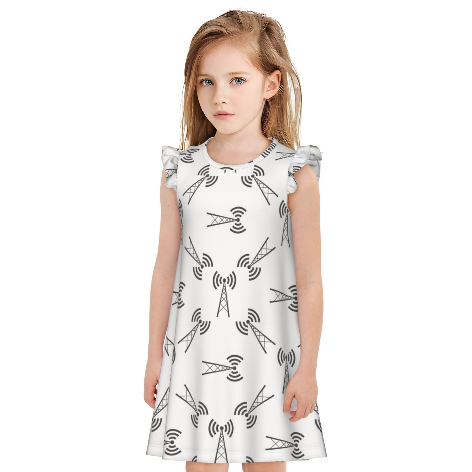 Fuzoiu Antenna Icon Print Girls' Nightgowns Pajamas Dress,Girls ...