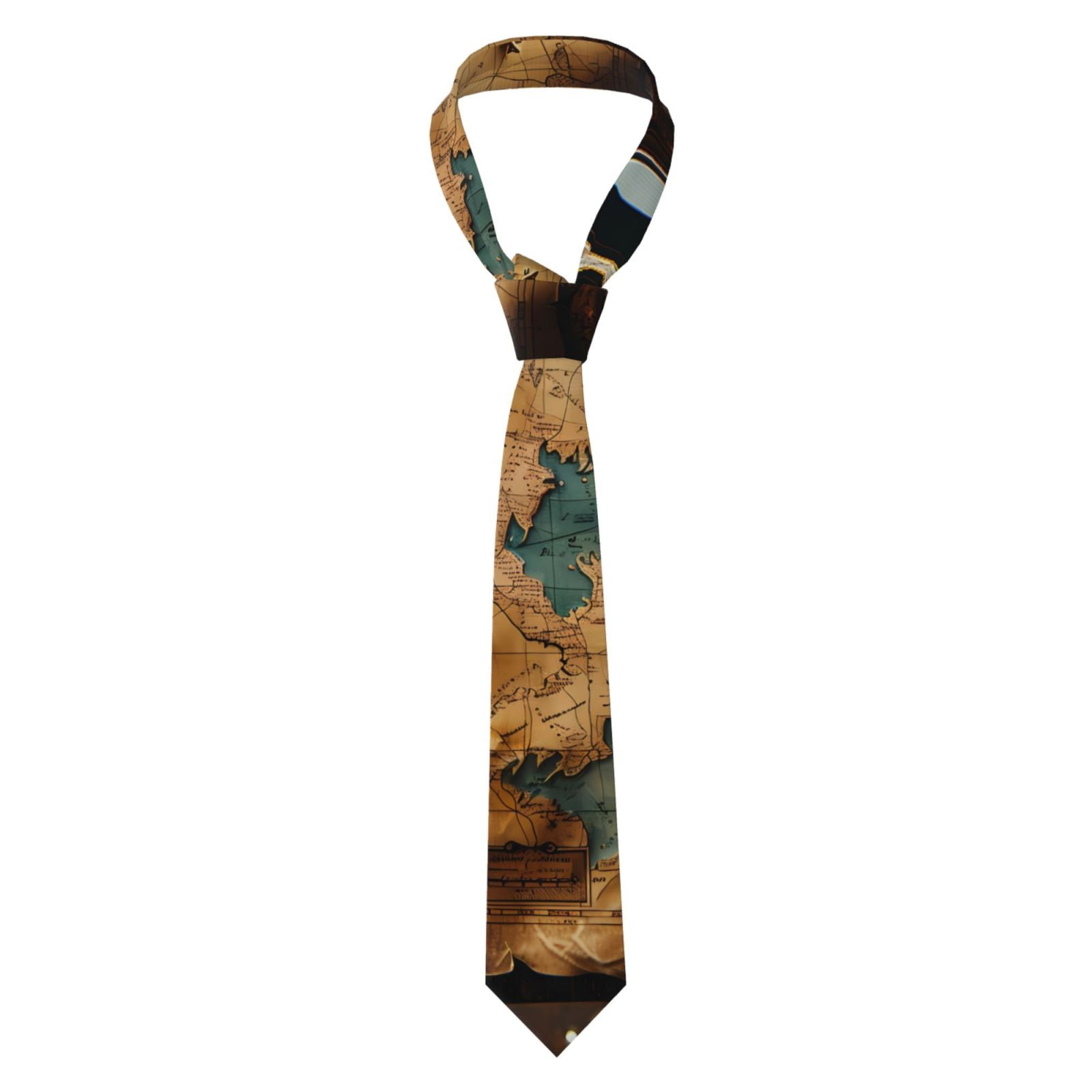 Fuzoiu Antique Map Adventure Scene Print Men's Necktie,Business Necktie ...