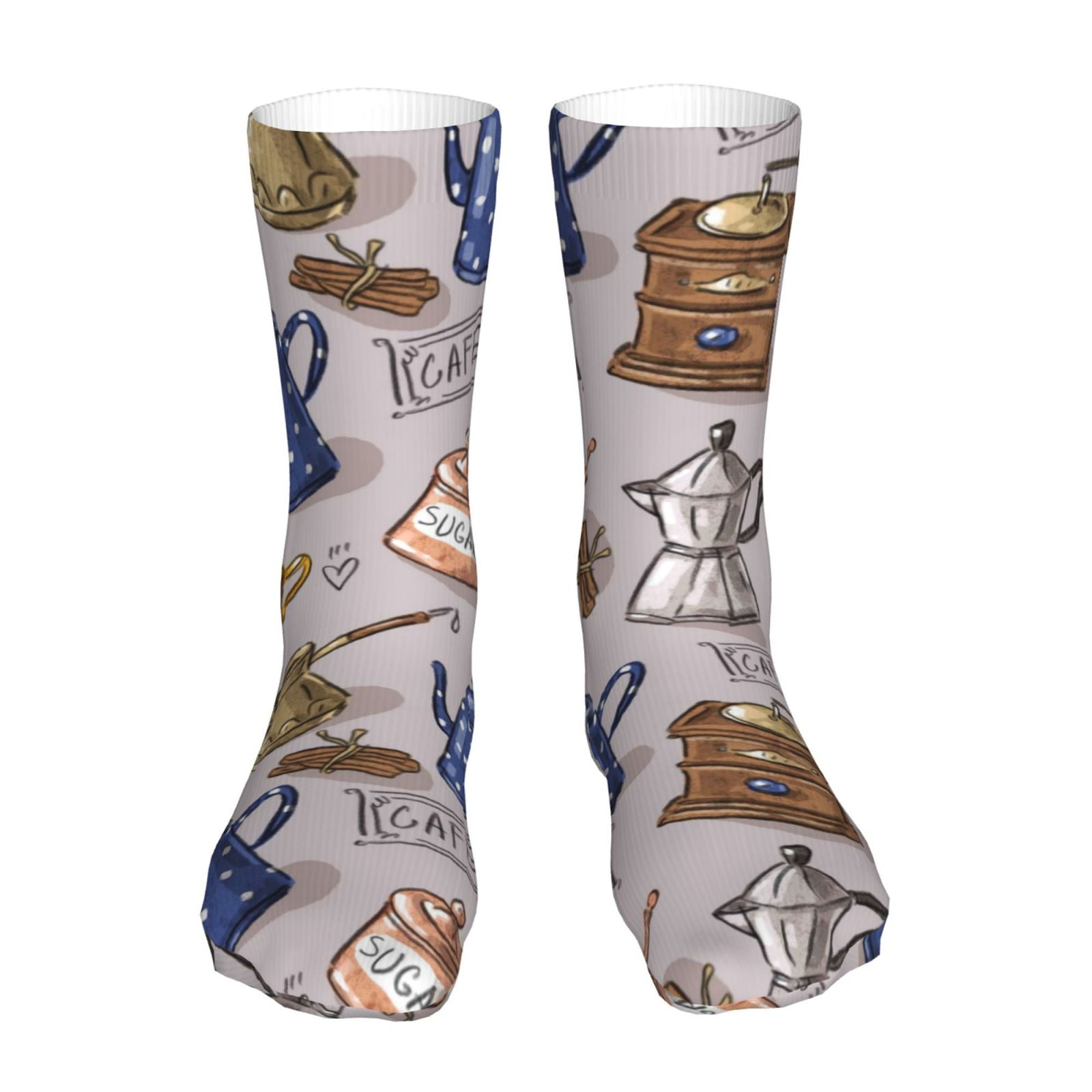 Fuzoiu Antique Vintage Teapot Coffee Grinder Print Crew Socks,Casual ...