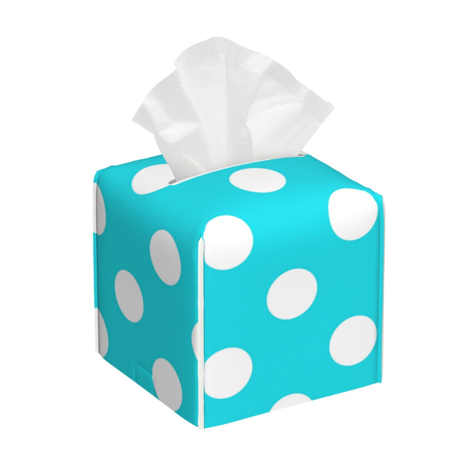 Fuzoiu Aqua And White Polka Dot Print Tissue Box Cover Holder, Square ...