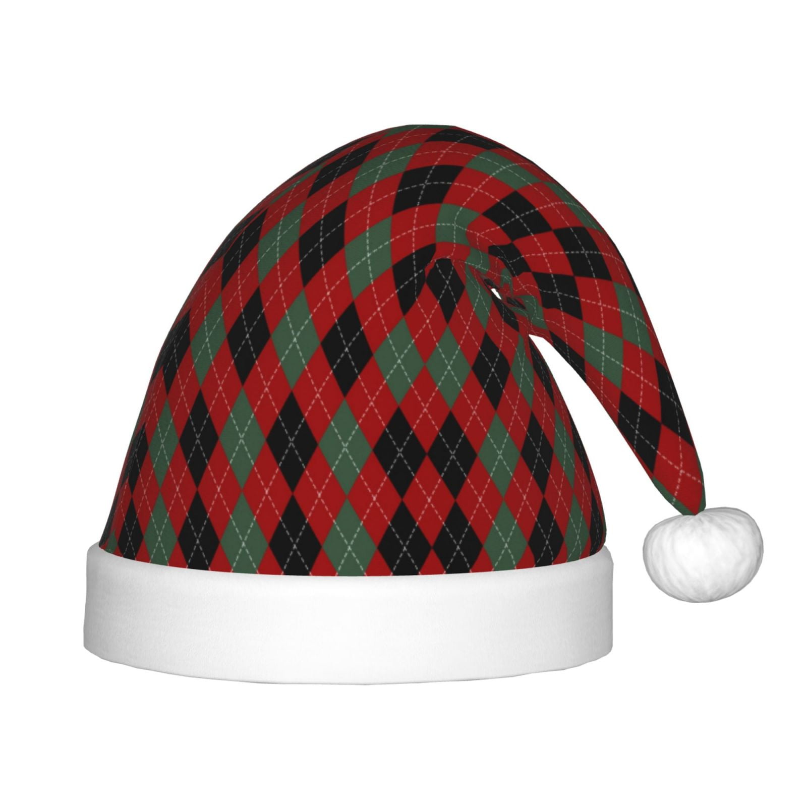 Fuzoiu Argyle Plaid Print Santa Hat Christmas Hat for kids,Santa Hats ...