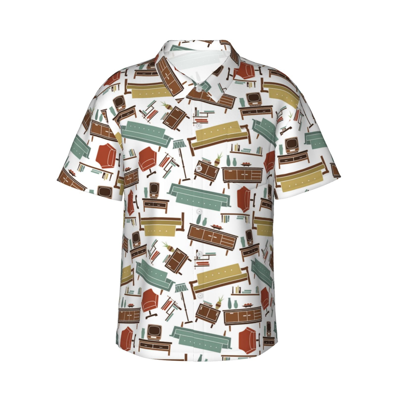 Fuzoiu Art Of Living Print Hawaiian Shirt for Men, Summer Beach Casual ...