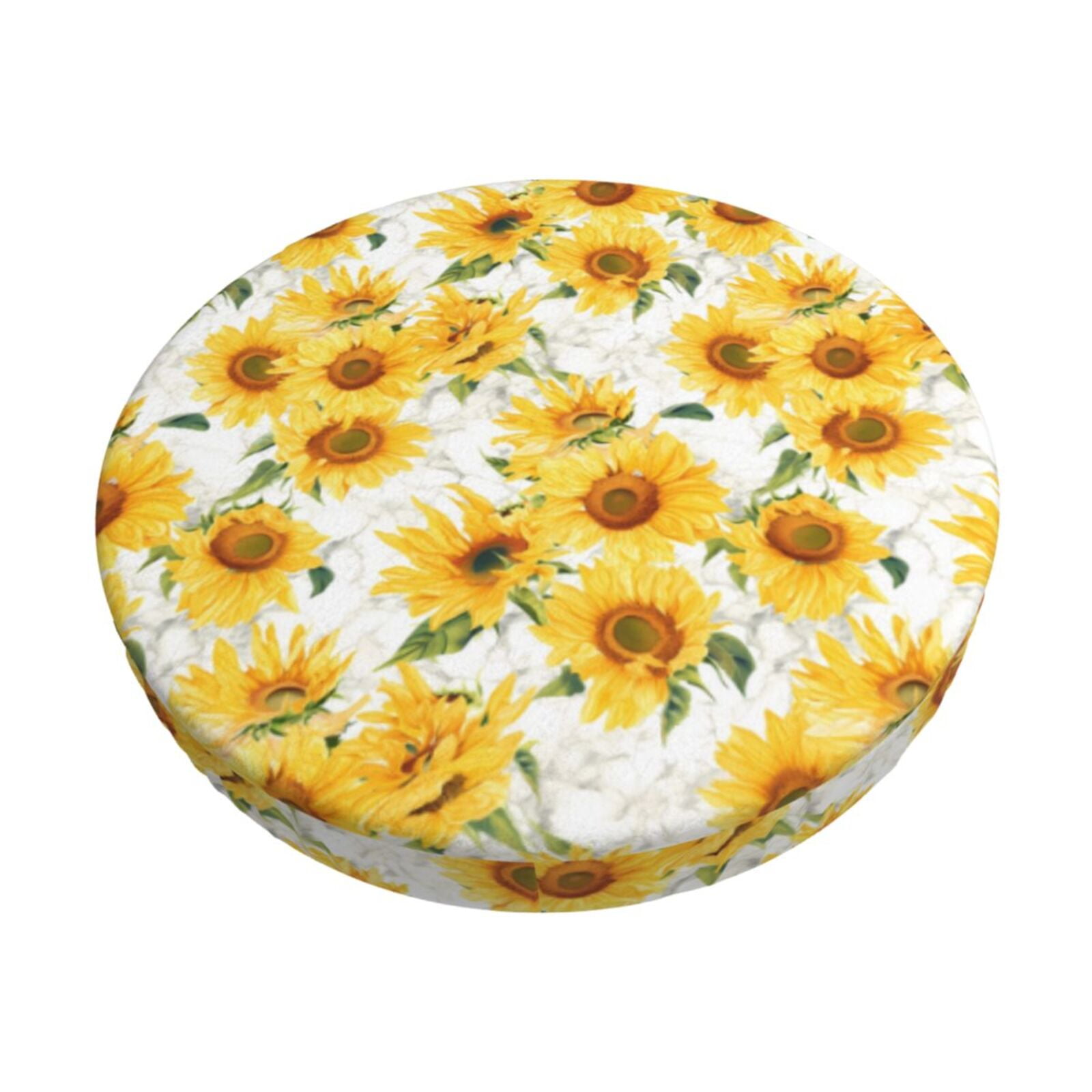 Fuzoiu Artistic Marble Pattern Sunflower Print Bar Stool Cushions ...