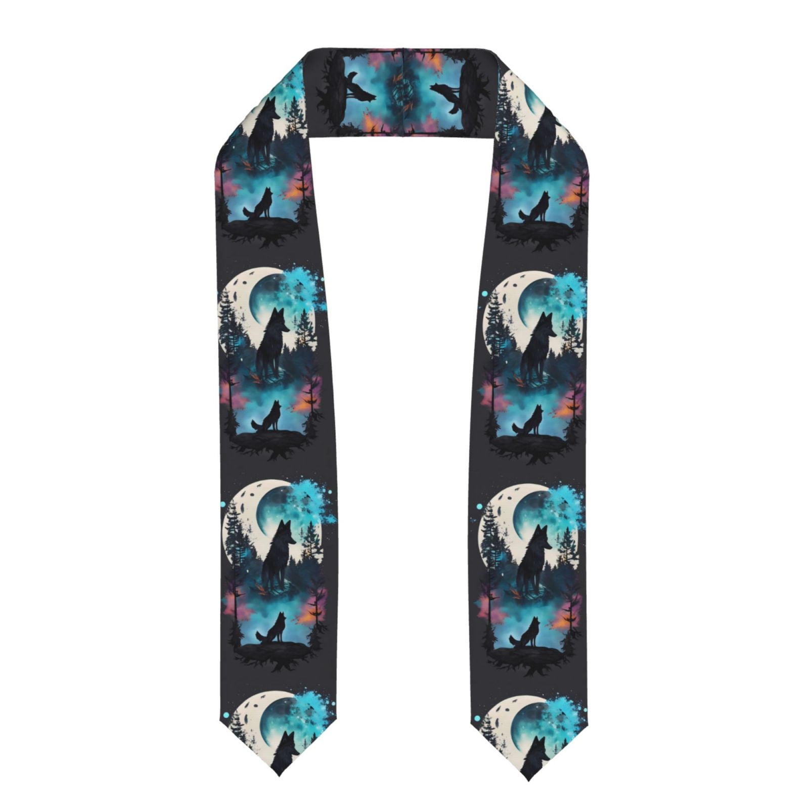 Fuzoiu Artistic Moon Valley Wolf Print Graduation Sash,Graduation Stole ...