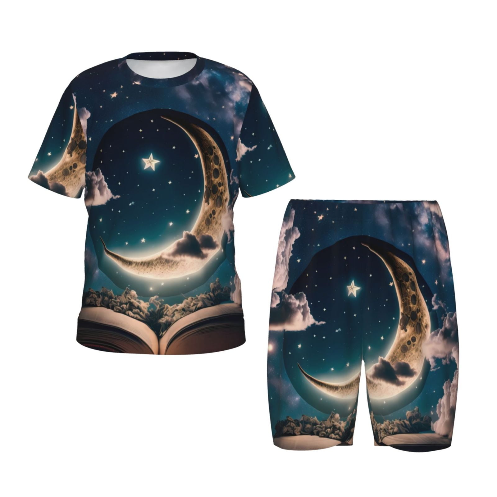 Fuzoiu Artistic Starry Sky Moon Book Print Boys Girls Pjs Sleepwear,2 ...