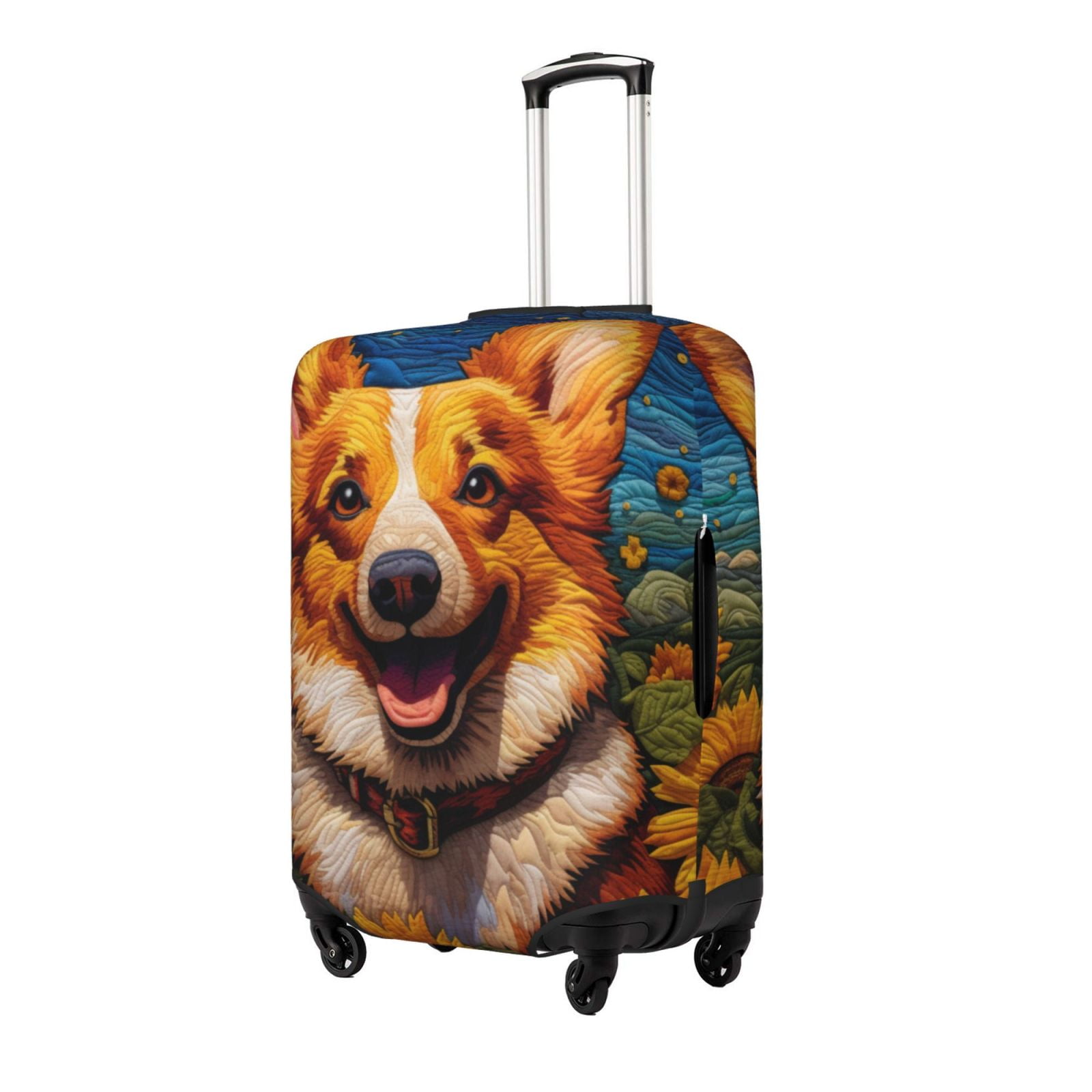 Fuzoiu Artistic Sunflower Corgi Print Suitcase Cover,Washable Luggage ...