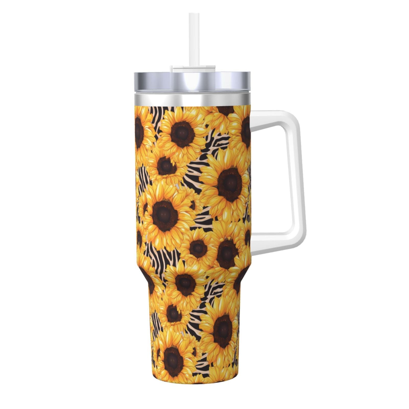 Fuzoiu Artistic Zebra Print Sunflower Print 40OZ Ice Bully Stainless ...
