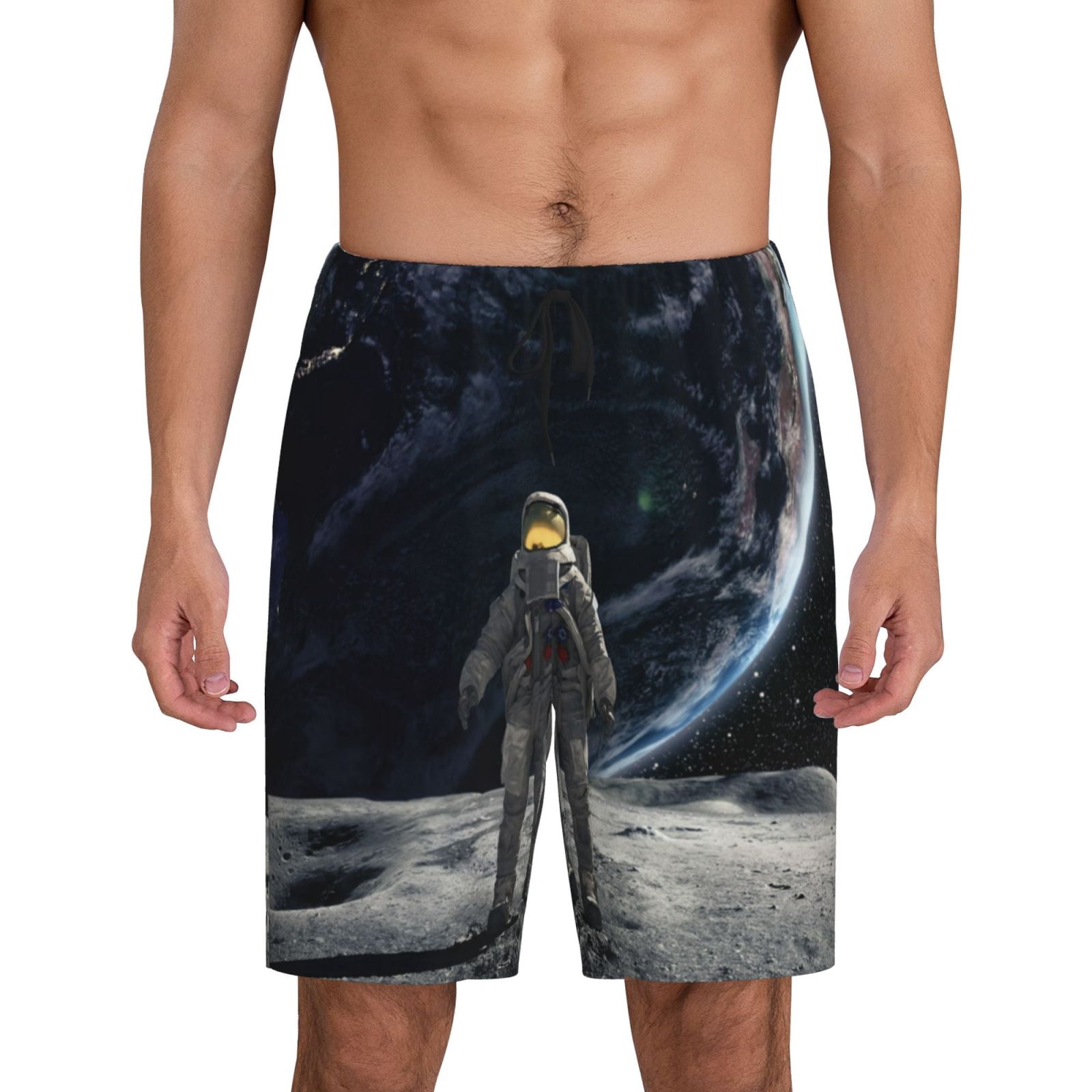 Fuzoiu Astronaut Standing In The Moon Print Pajama Shorts for Men, Men ...
