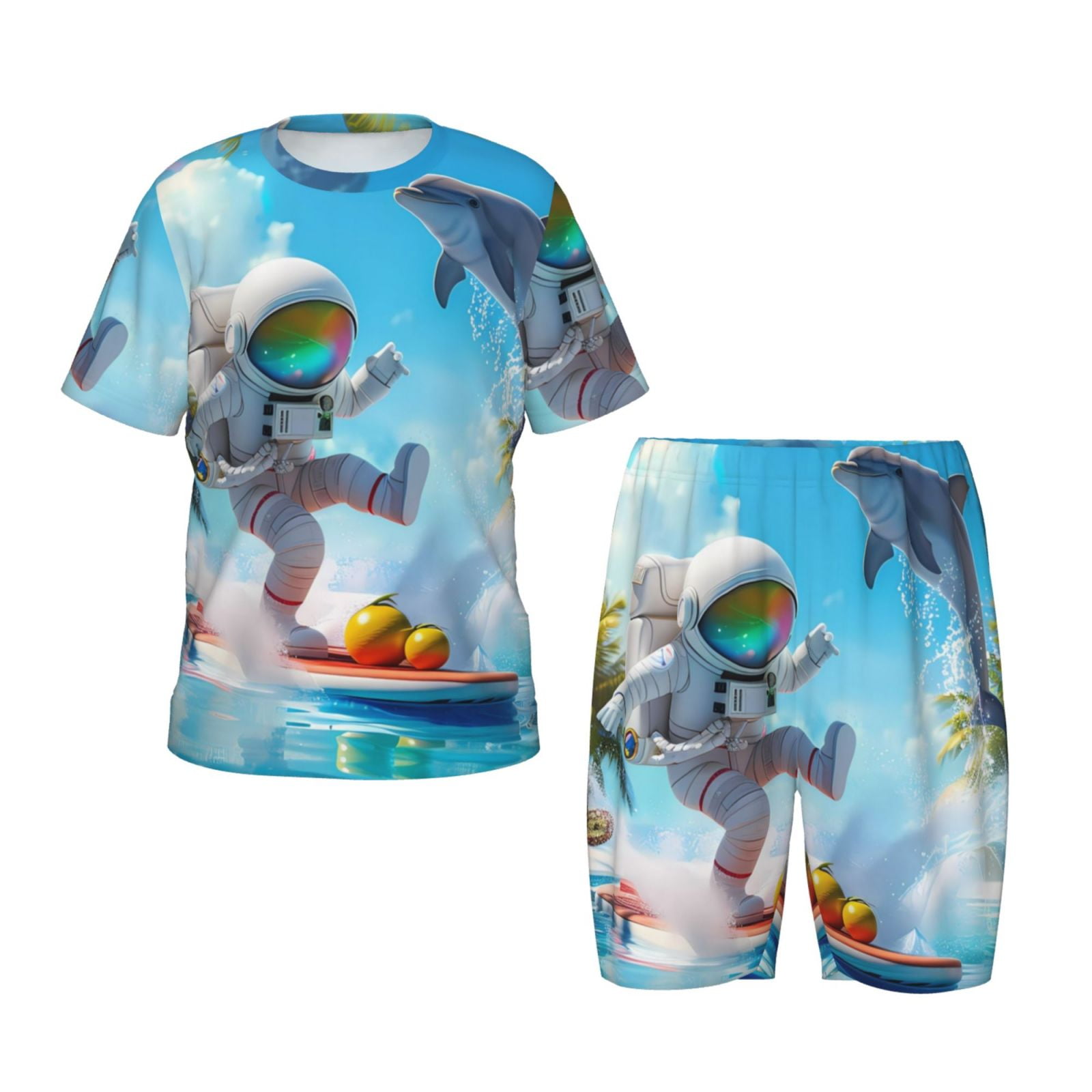 Fuzoiu Astronaut Tropical Dolphin Print Boys Girls Pjs Sleepwear,2 ...
