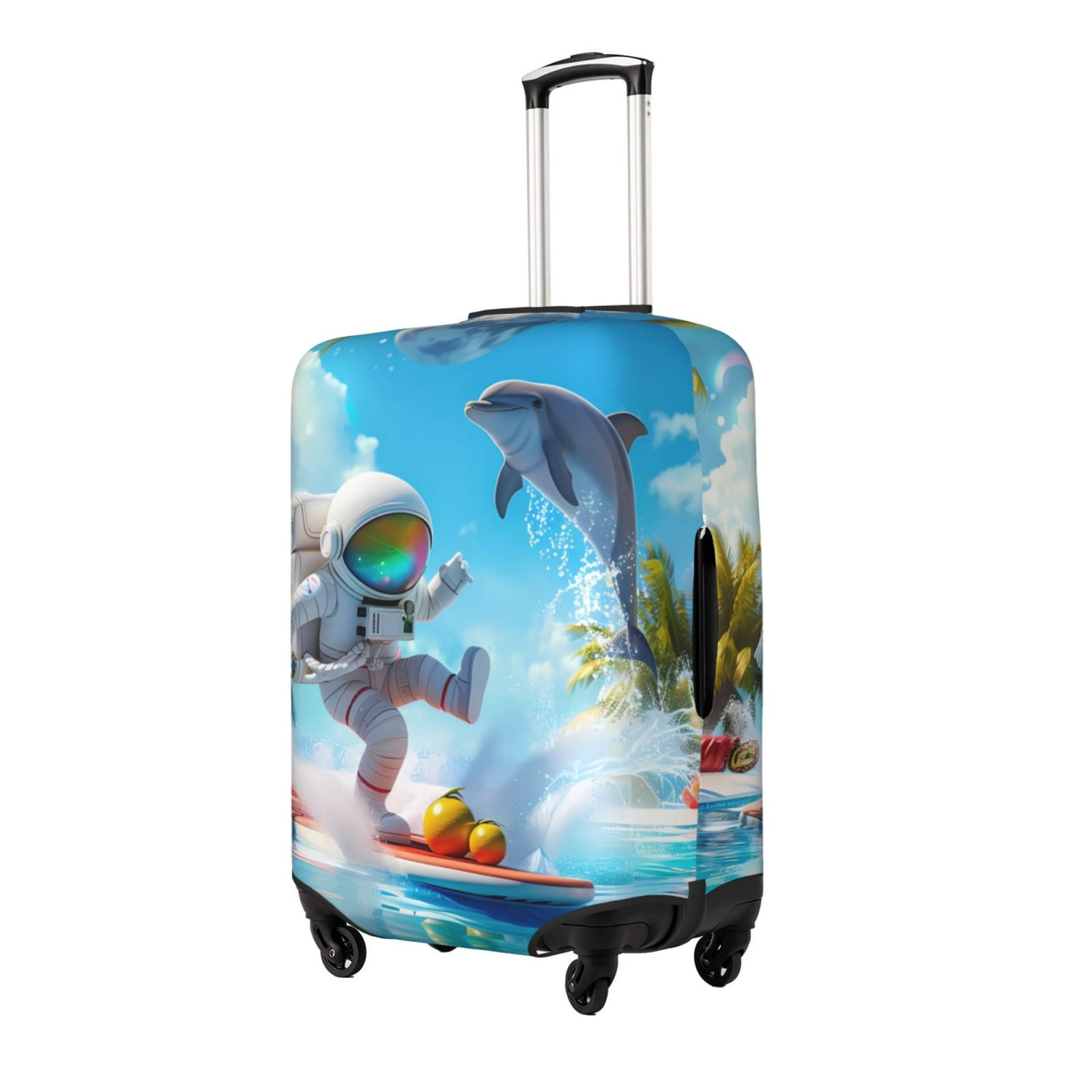Fuzoiu Astronaut Tropical Dolphin Print Suitcase Cover,Washable Luggage ...