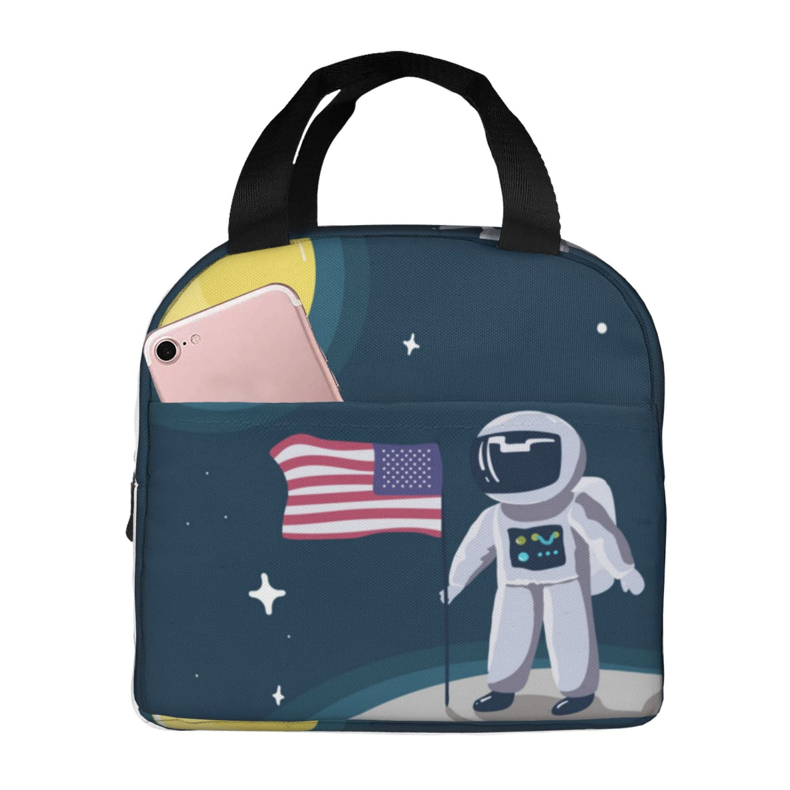 Fuzoiu Astronaut With USA Flag Print Lunch Bag for Women & Men,Adult ...