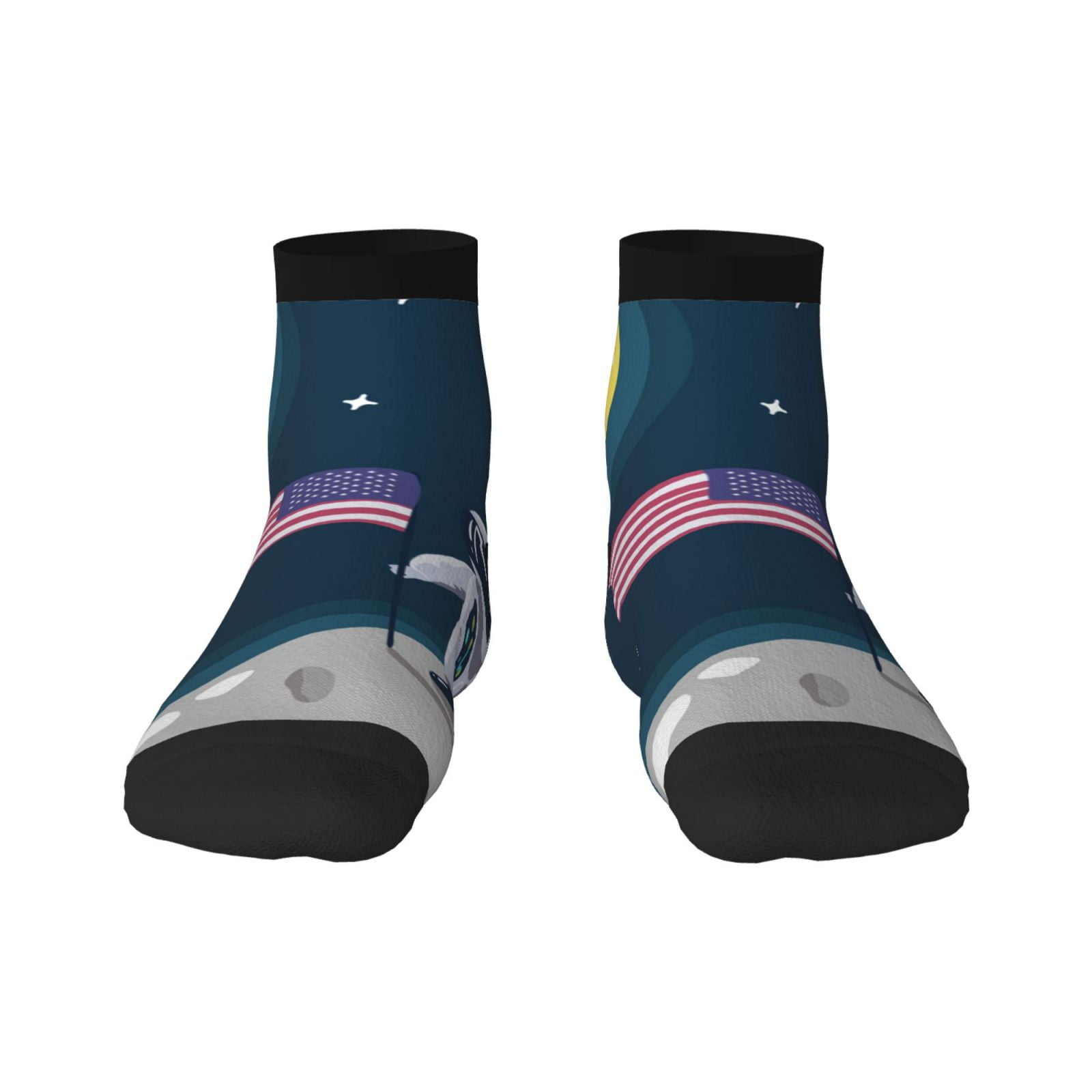 Fuzoiu Astronaut With USA Flag Print Adult Socks, Crew Moisture-wicking ...