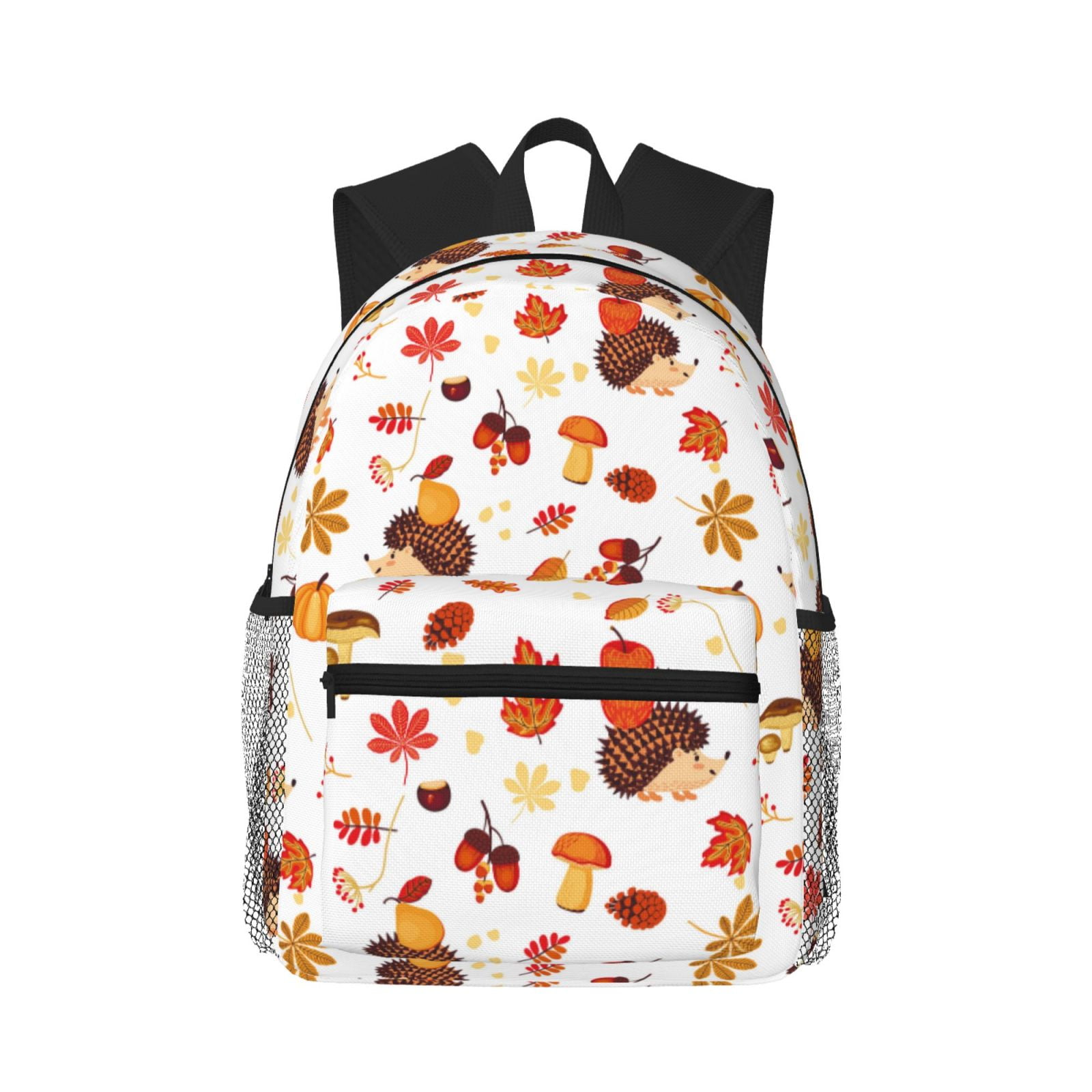 Fuzoiu Autumn Maple Leaf with Hedgehog Print School Backpack for Teens ...