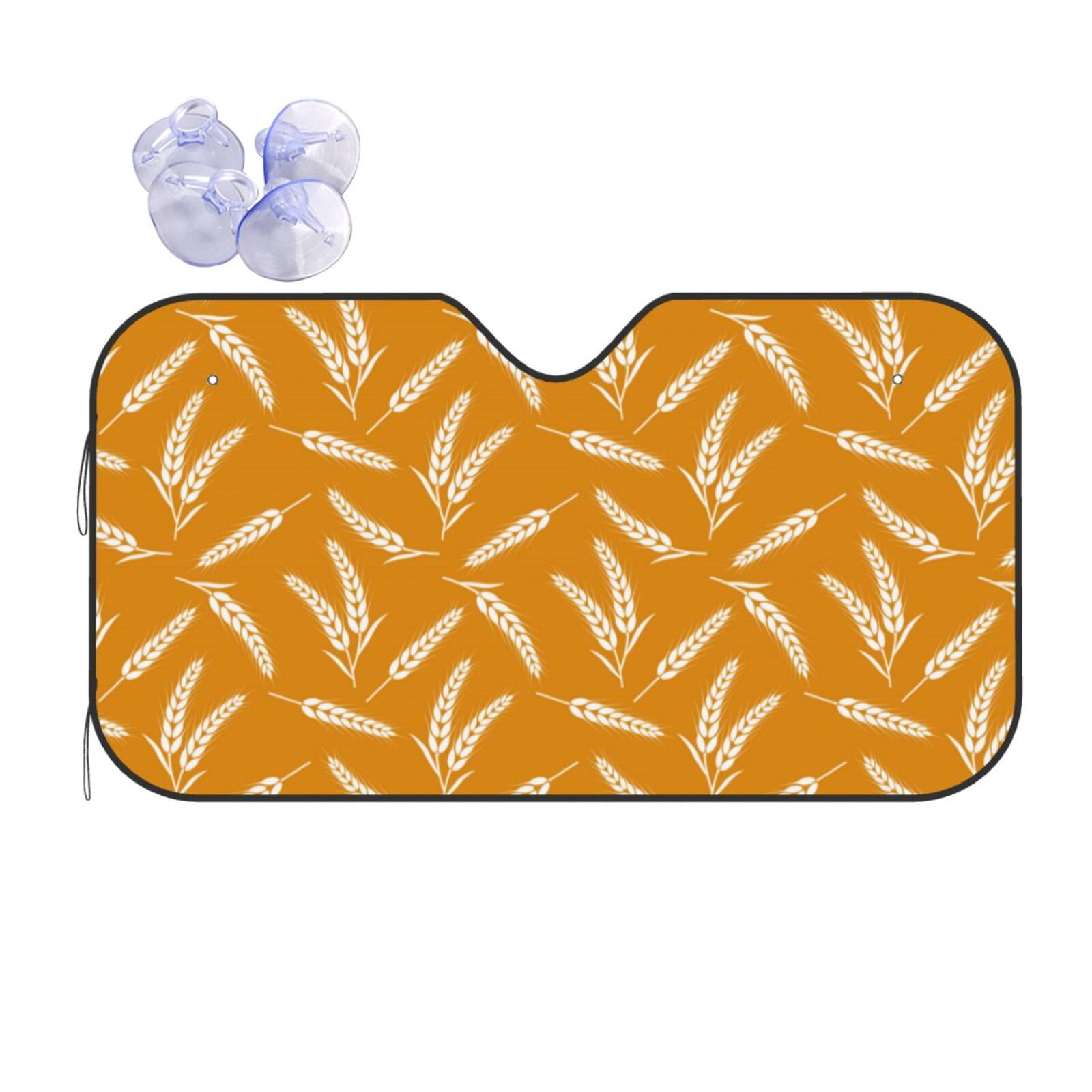 Fuzoiu Autumn Orange Wheat Print Car Windshield Sun Shade,Block Uv Rays ...