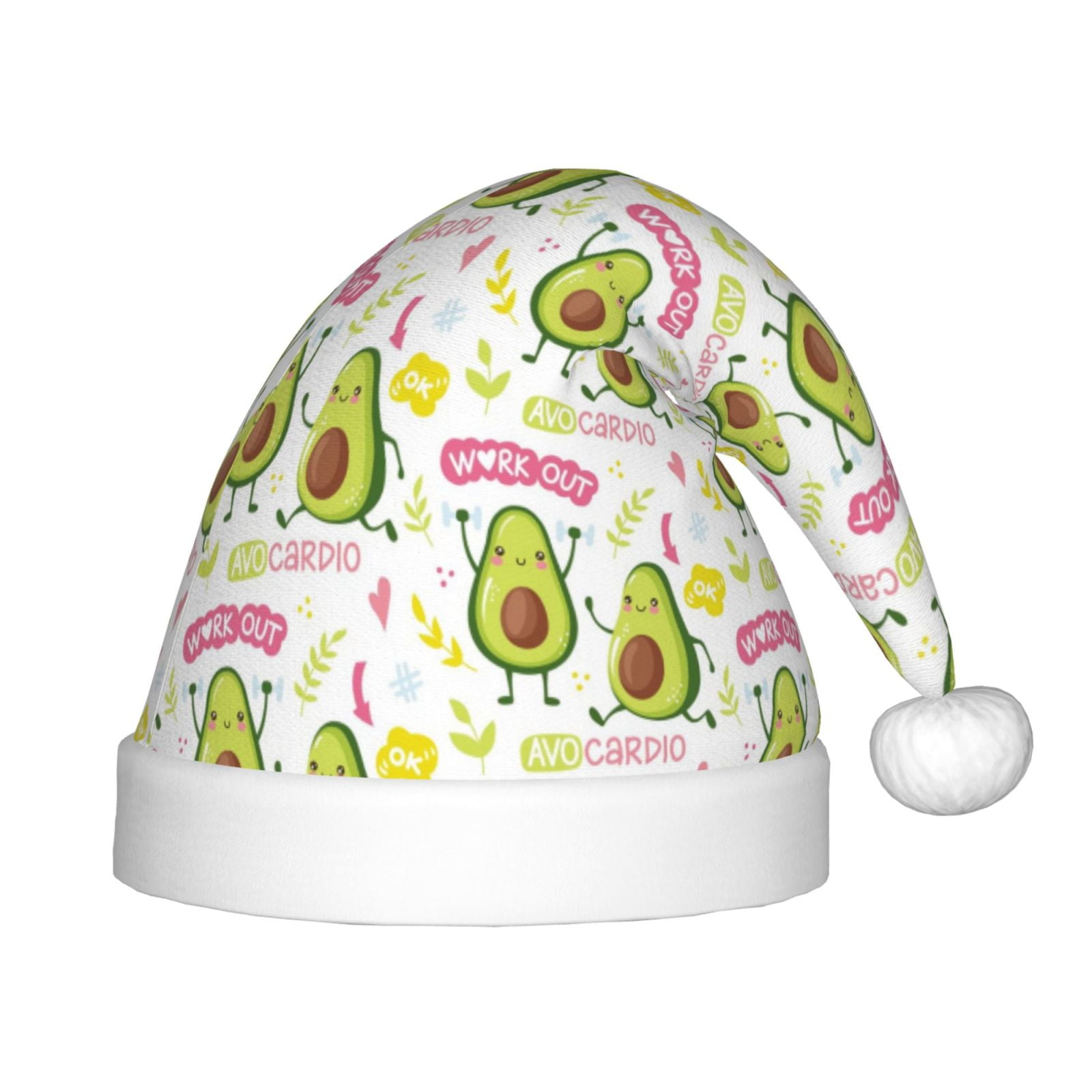Fuzoiu Avocado Work Out Print Santa Hat Christmas Hat for kids,Santa ...