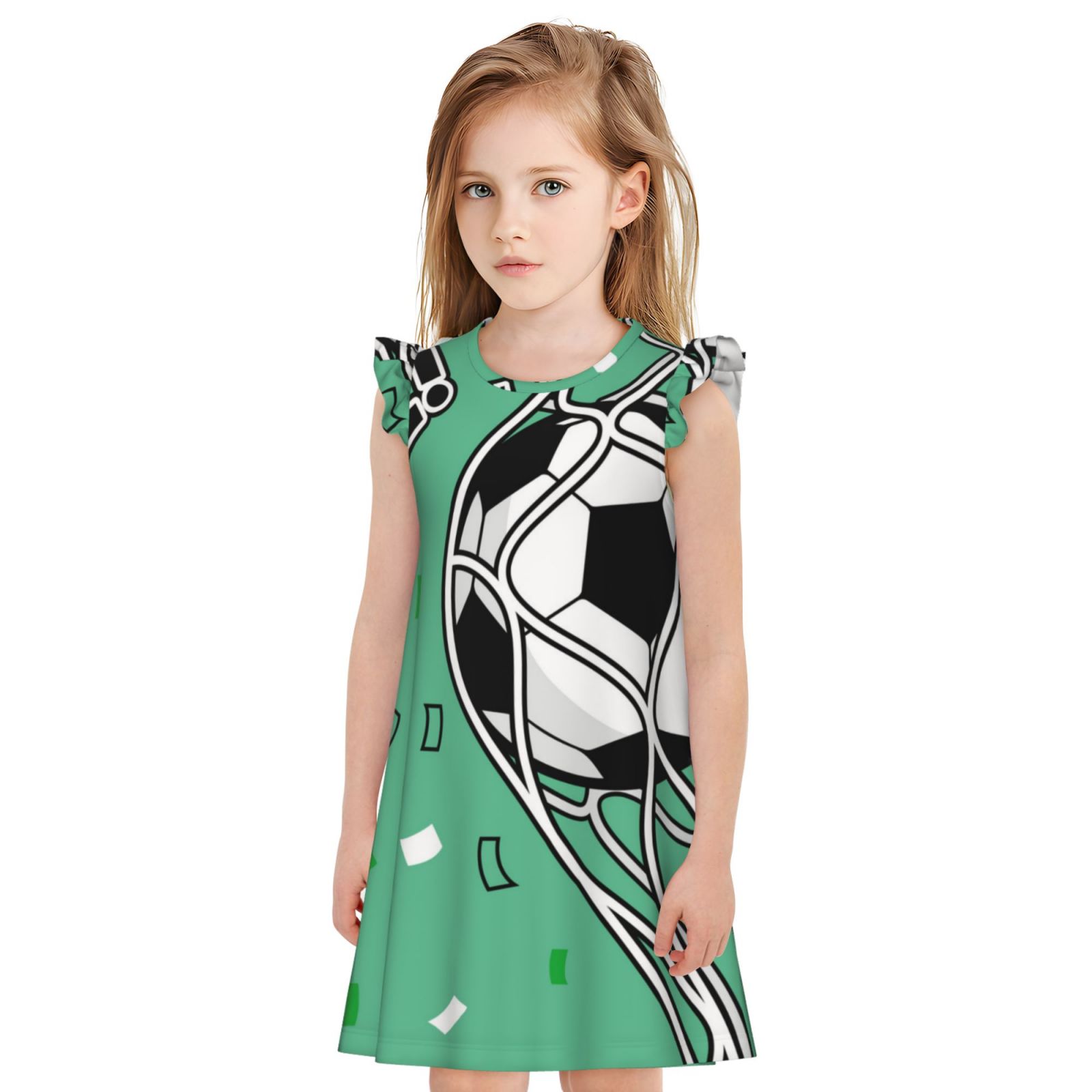 Fuzoiu BALL INSIDE THE NET GOAL Print Girls' Nightgowns Pajamas Dress ...