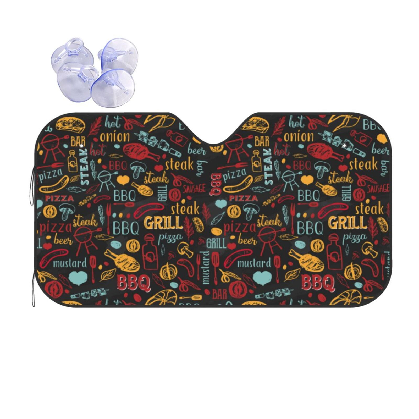 Fuzoiu BBQ Barbecue Grill Print Car Windshield Sun Shade,Block Uv Rays ...