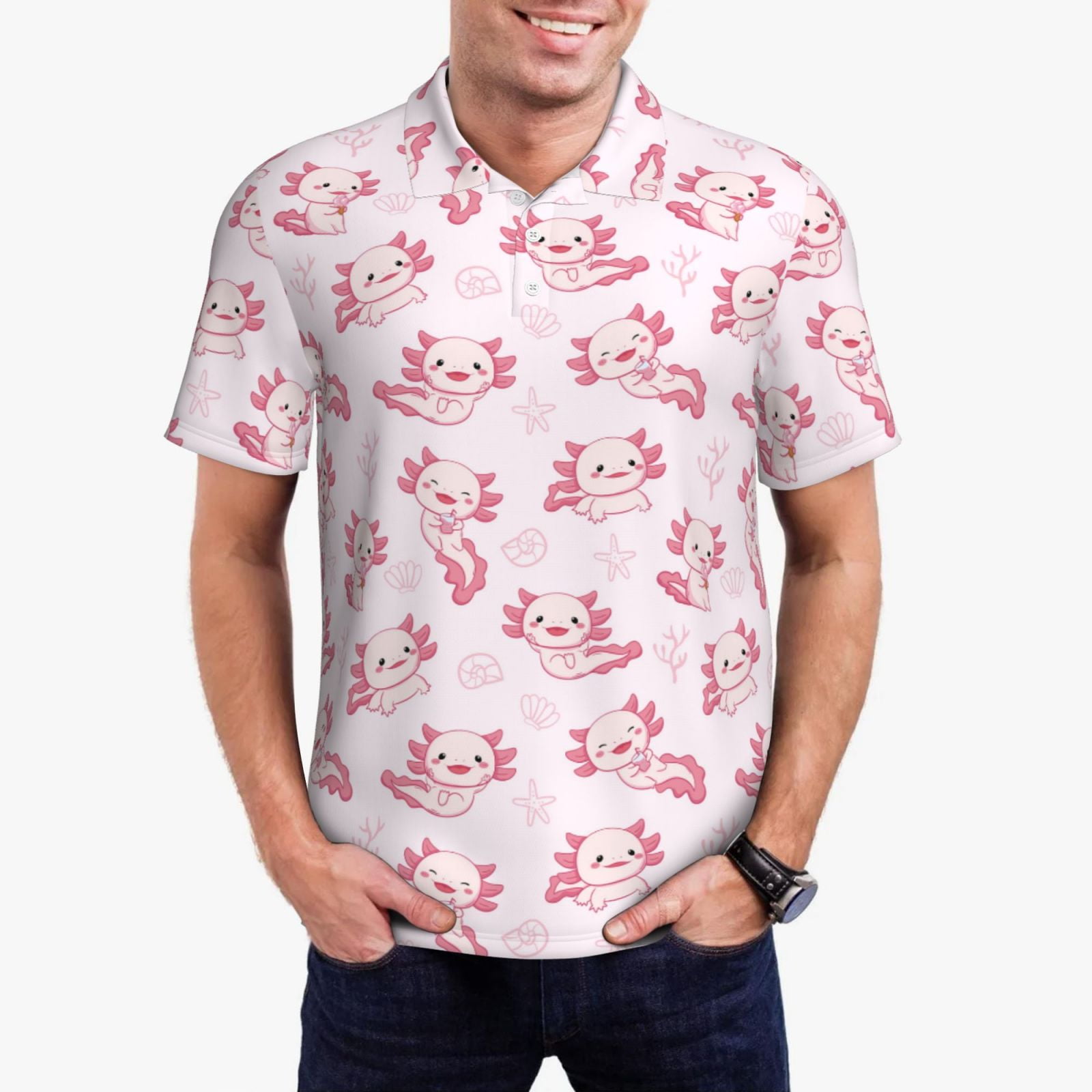 Fuzoiu Baby Salamander Print Men's Polo Shirts Short Sleeve,Golf Shirts ...