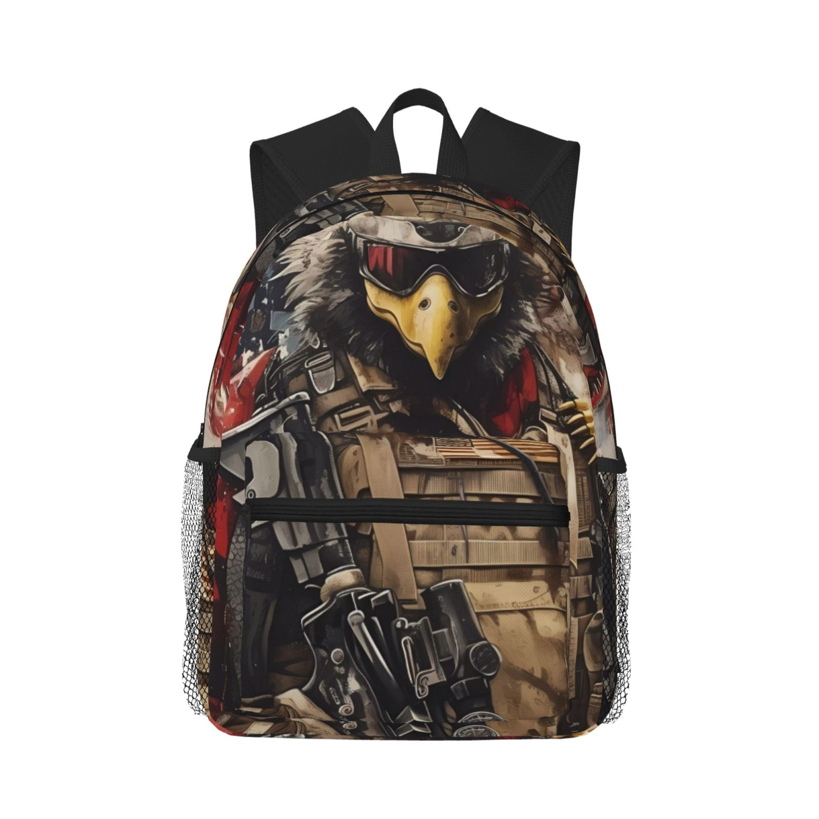 Fuzoiu Bald Eagle Soldier Print School Backpack for Teens,Large Bookbag ...