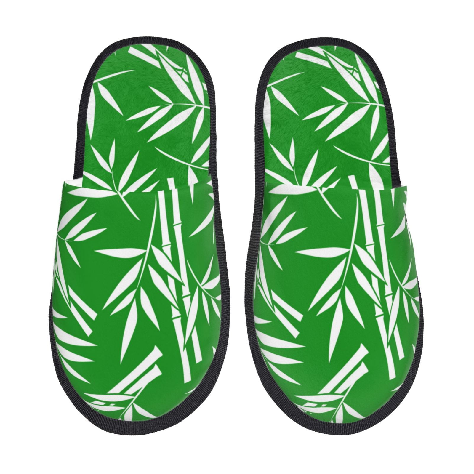 Fuzoiu Bamboo Print Unisex Furry Slippers,Plush Indoor Shoes,Trendy ...