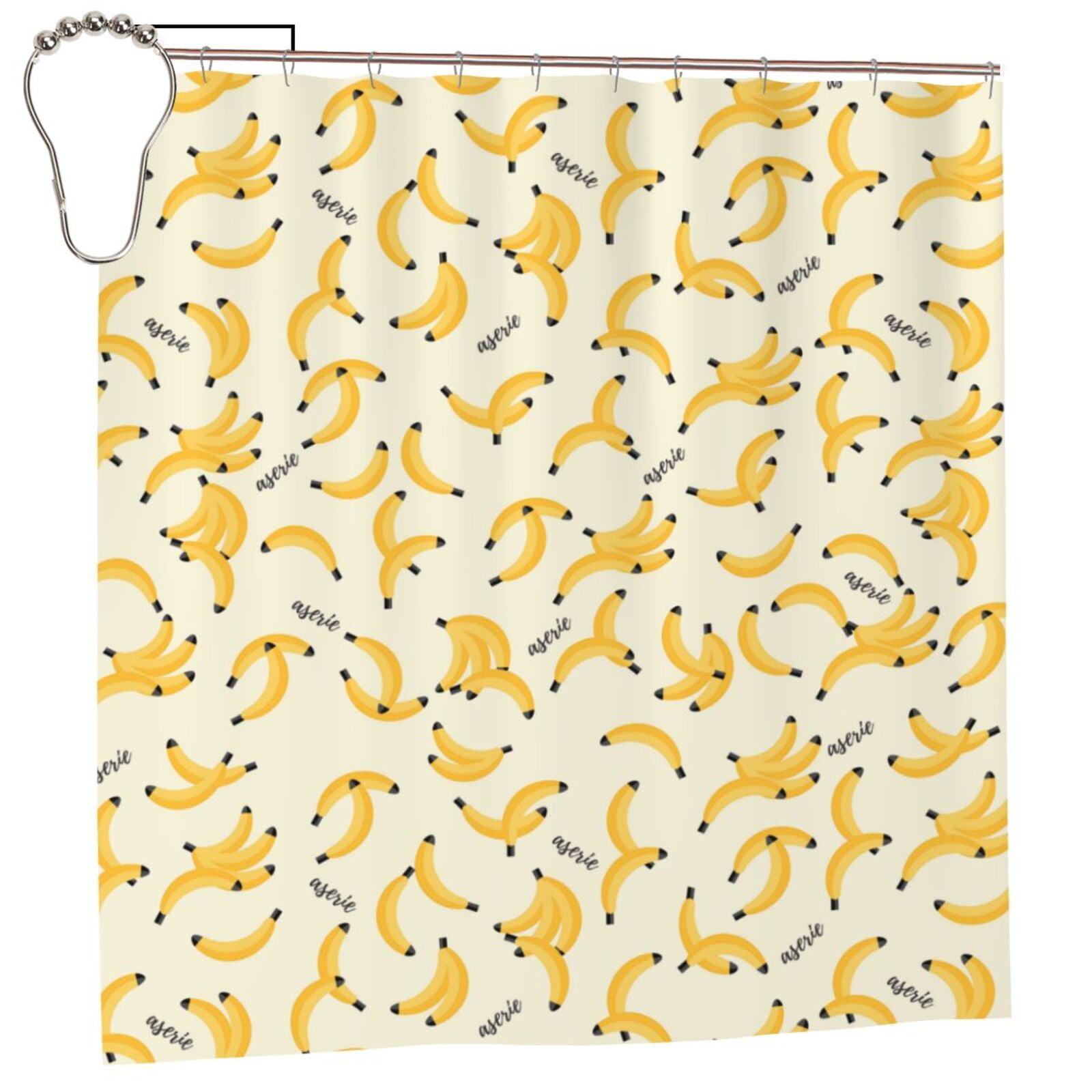 Fuzoiu Banana Print Waterproof Shower Curtain 72x72in with Heavy Duty ...