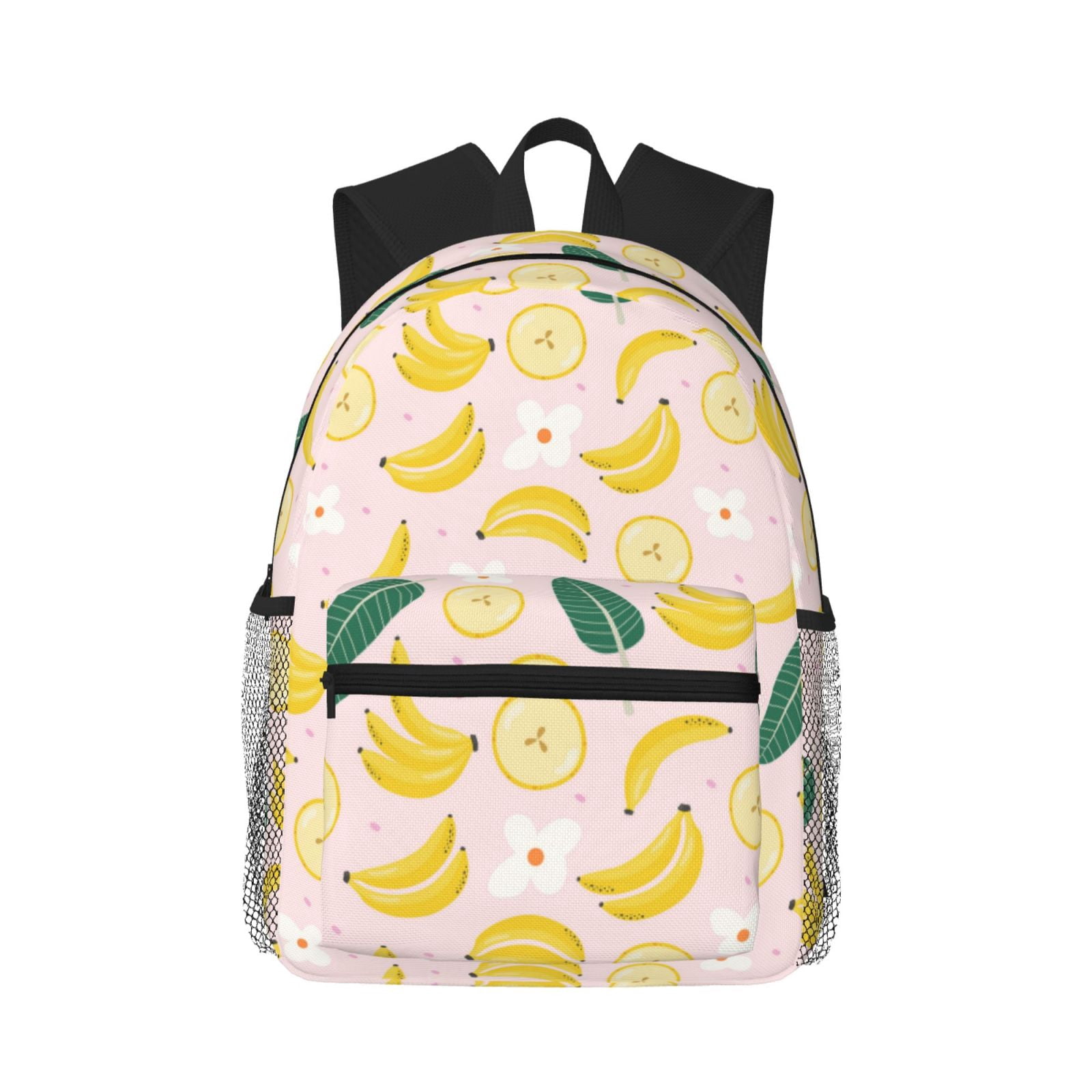 Fuzoiu Banana With Leaves Print School Backpack for Teens,Large Bookbag ...