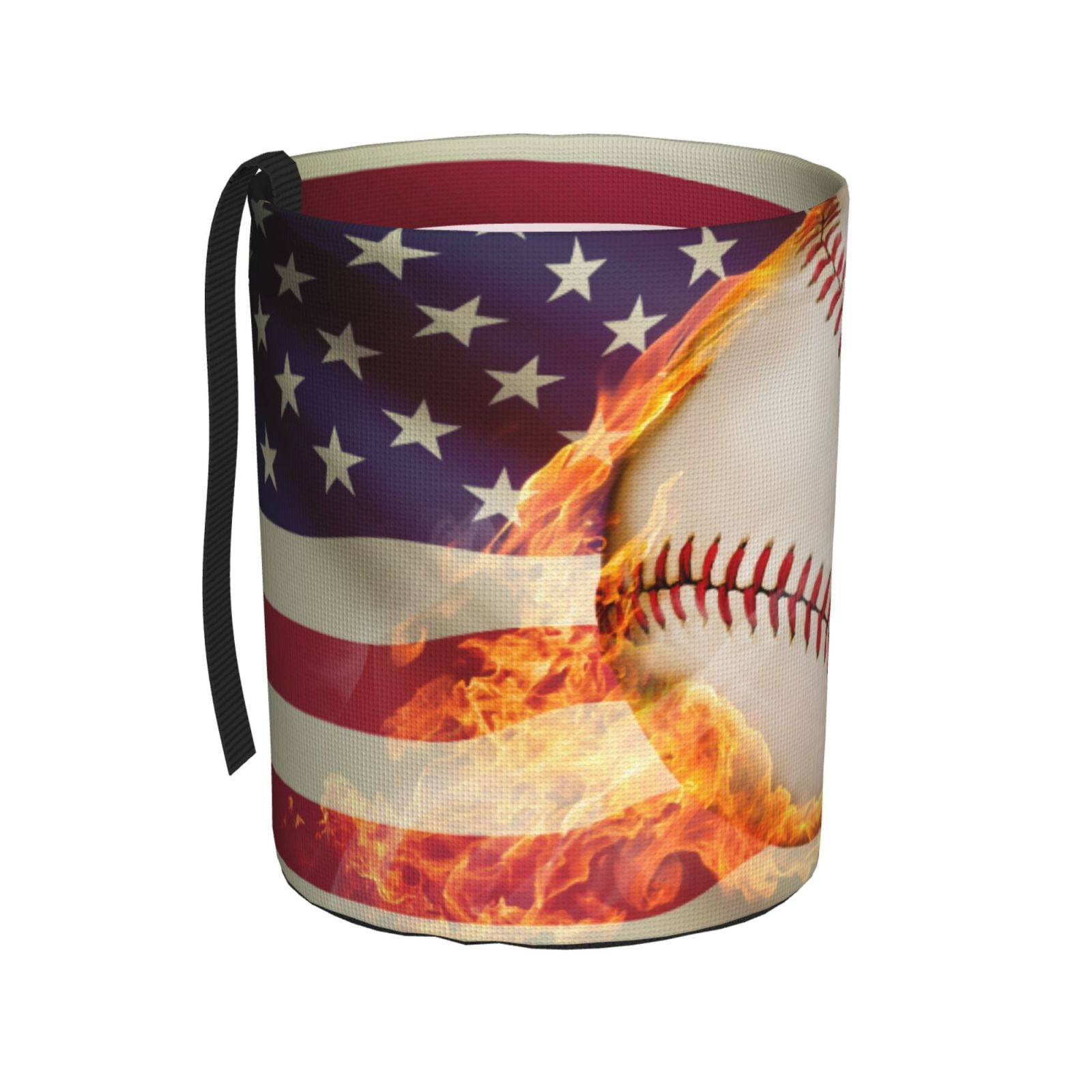 Fuzoiu Baseball Ball With Flag Print Car Trash Can,Leakproof Car Trash ...