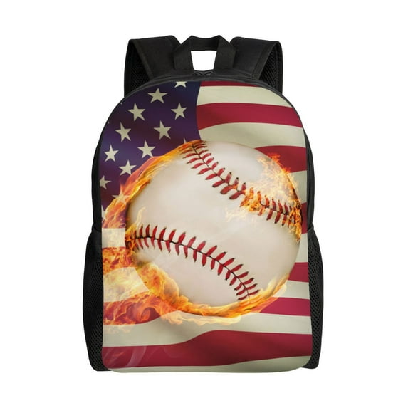 Fuzoiu Baseball Ball With Flag Print Laptop Backpack,Work Business ...