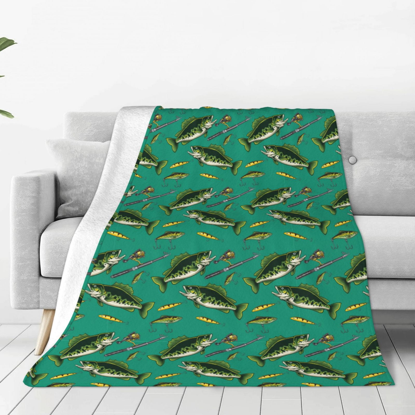 Fuzoiu Bass Fish Print Ultra-Soft Micro Fleece Blanket,All Seasons ...