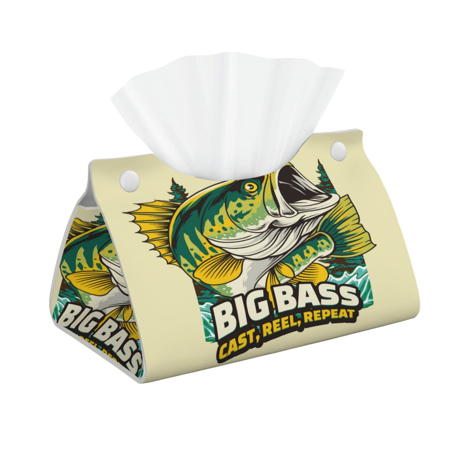 Fuzoiu Bass Fish and Water Print Tissue Box Cover, PU Leather Tissue ...
