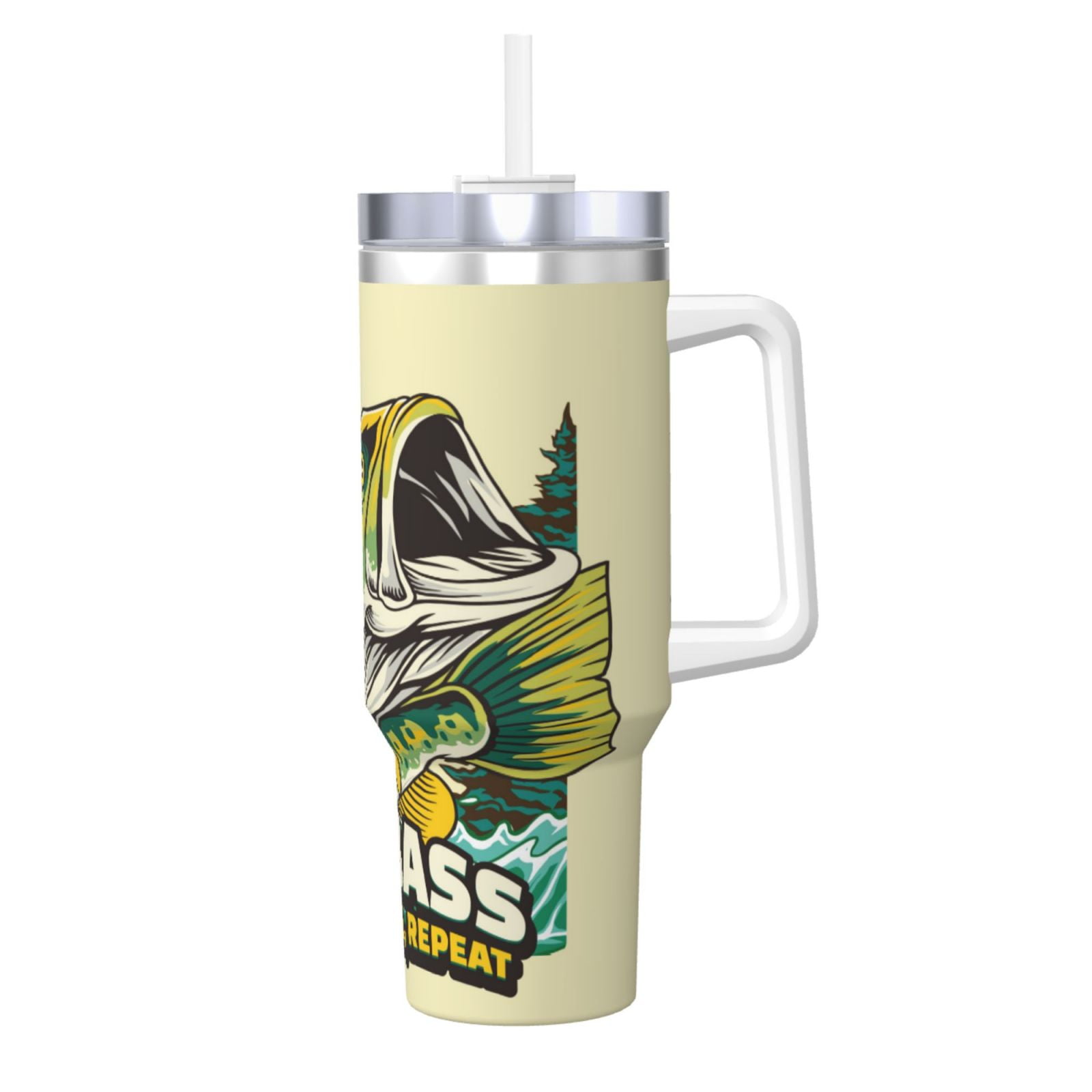 Fuzoiu Bass Fish and Water Print 40OZ Ice Bully Stainless Steel ...