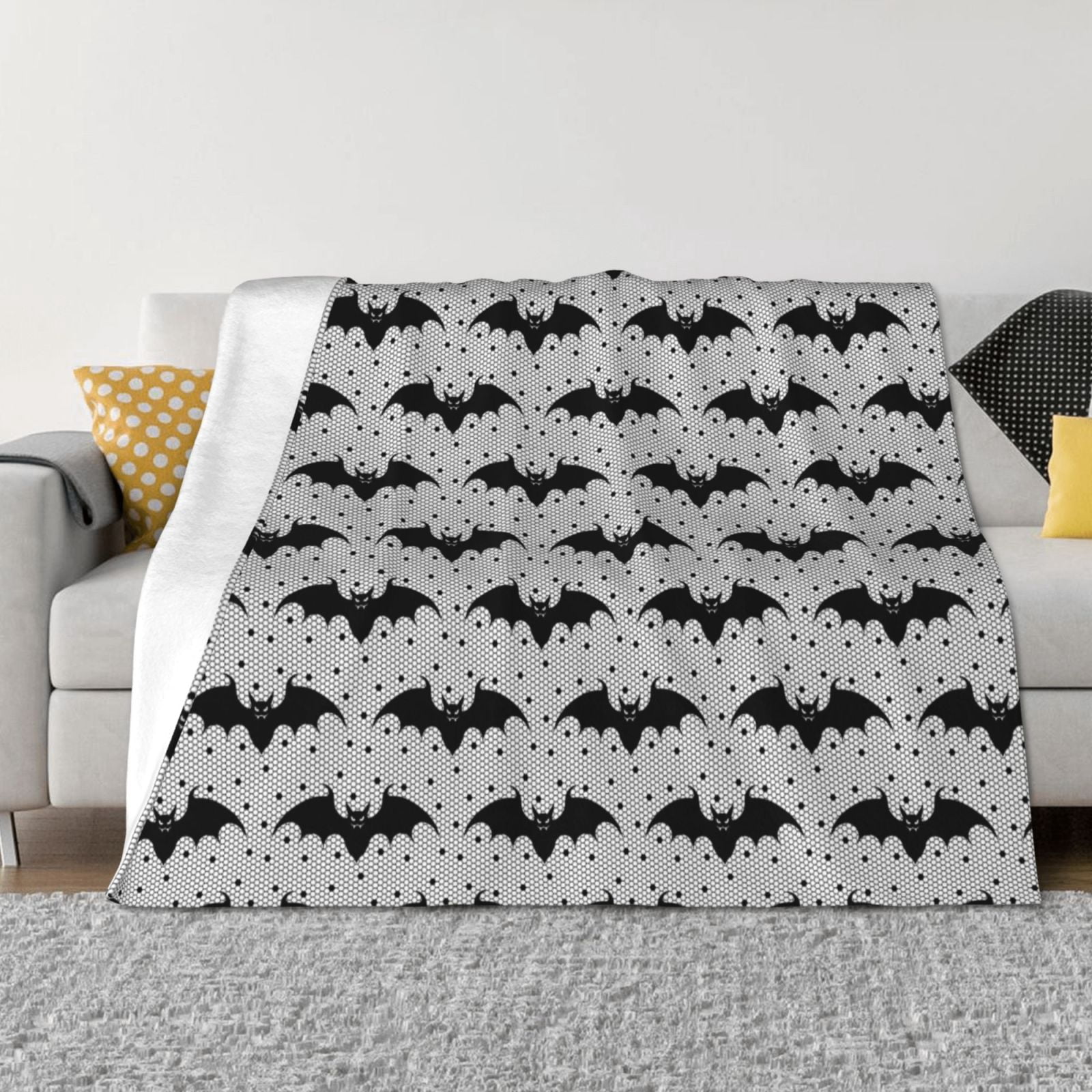 Fuzoiu Bat Print Flannel Blanket,Throw Blanket,Flannel Home Decor ...