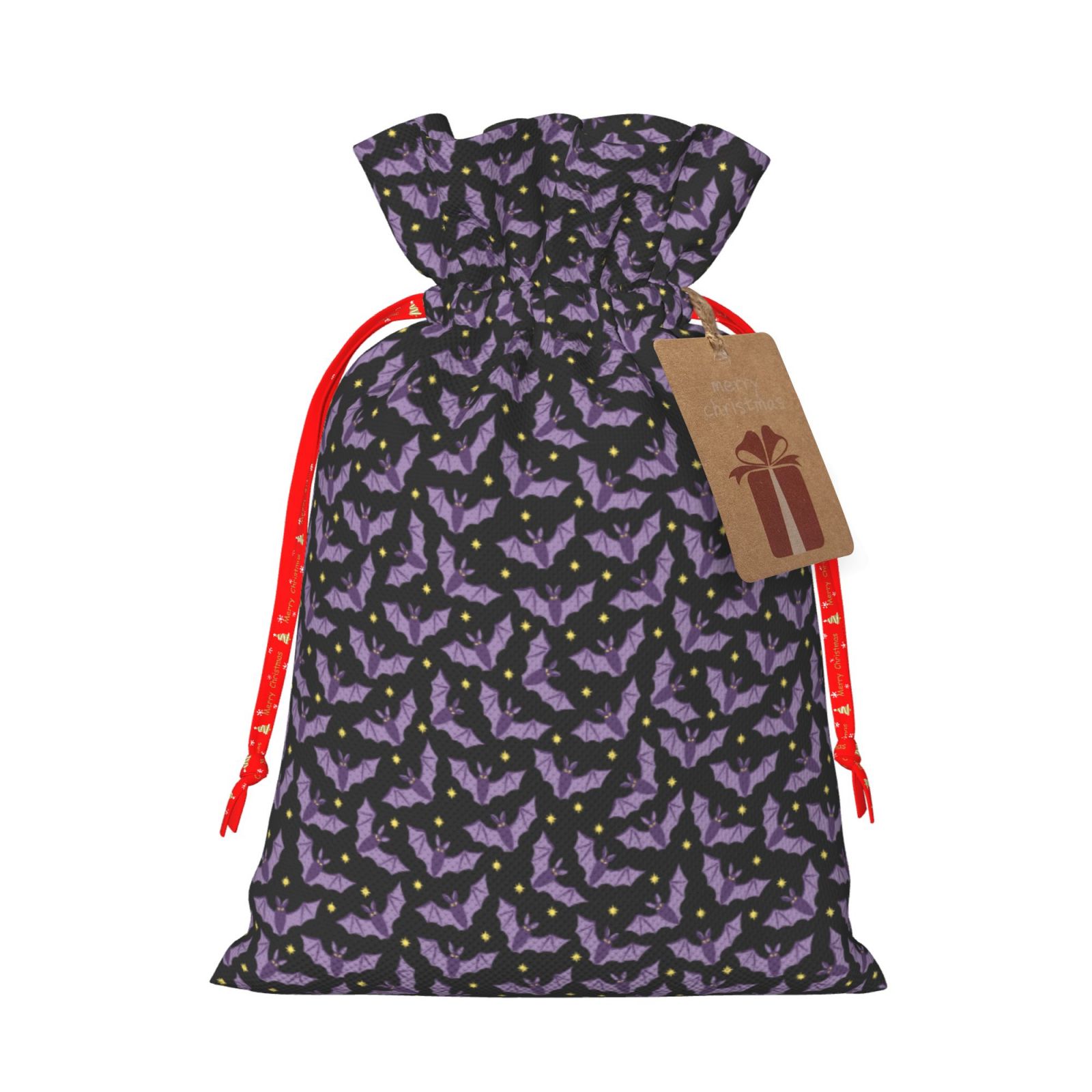 Fuzoiu Bat Purple Print Christmas Gift Bag,Burlap Gift Bag with ...