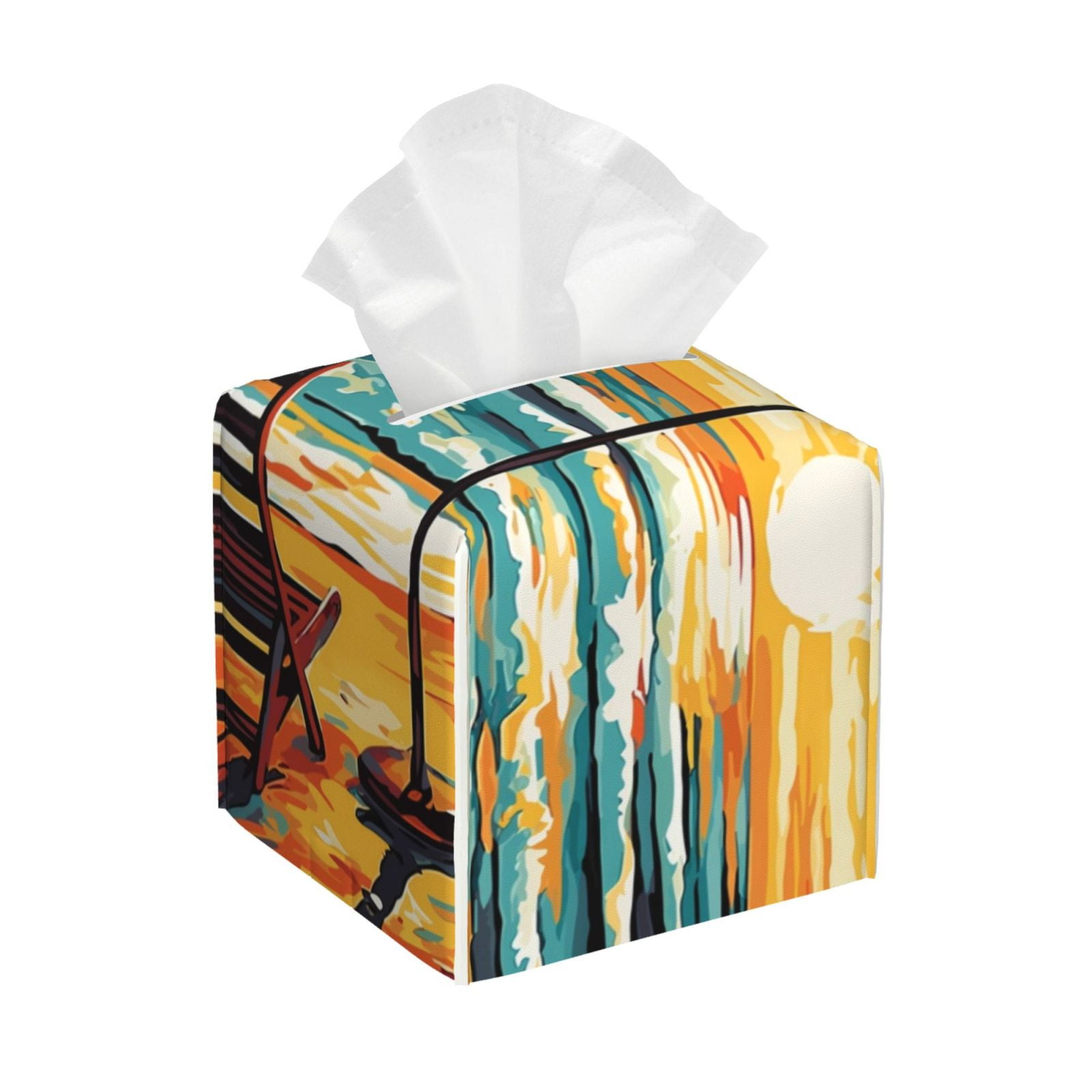 Fuzoiu Beach Umbrella Sunset Print Tissue Box Cover Holder, Square ...