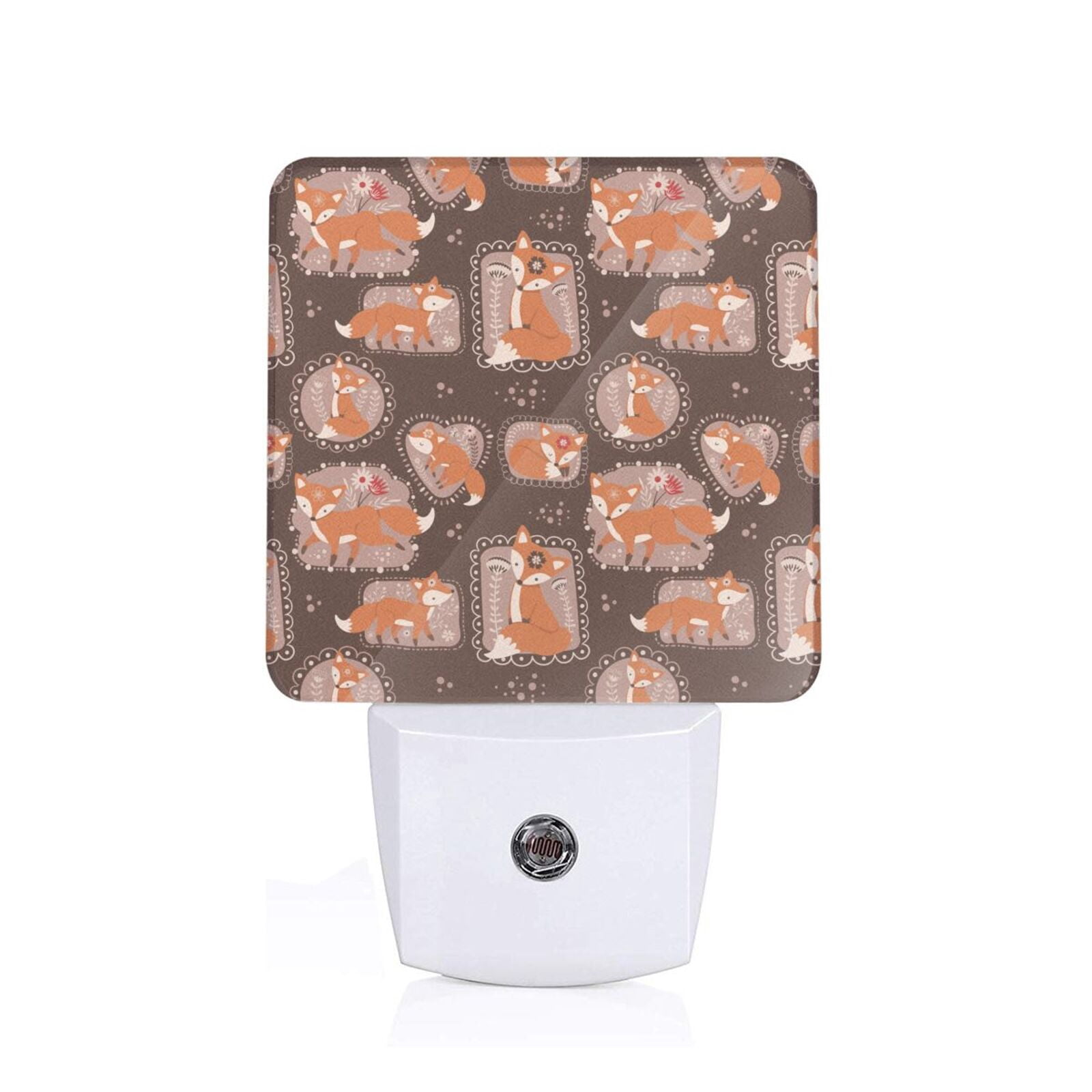 Fuzoiu Beautiful Fox Print Dusk to Dawn LED Night Light with Light ...