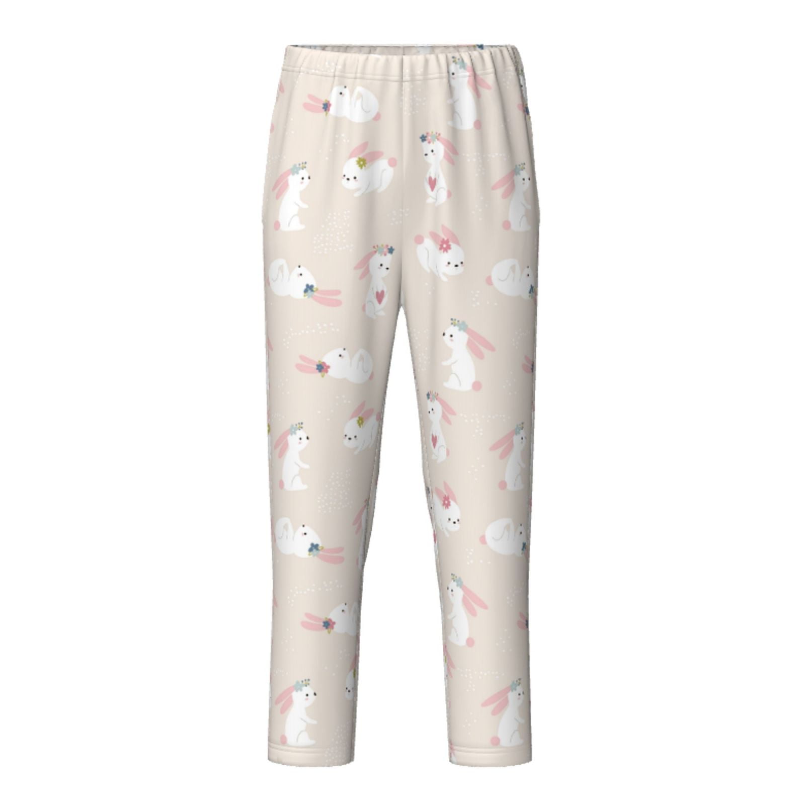 Fuzoiu Beautiful Rabbit Print Teenagers' Pajama Pants,Lounge Pants with ...
