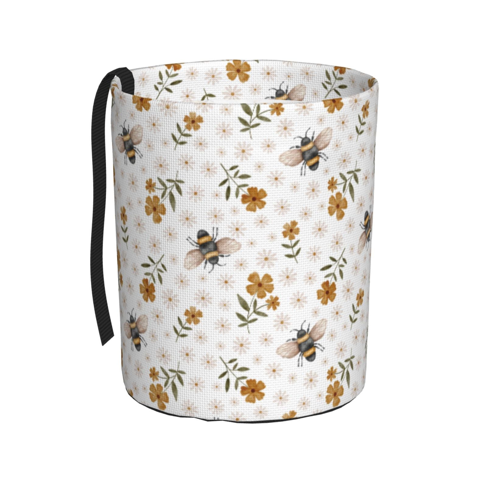 Fuzoiu Bees And Flowers Print Car Trash Can,Leakproof Car Trash Can ...