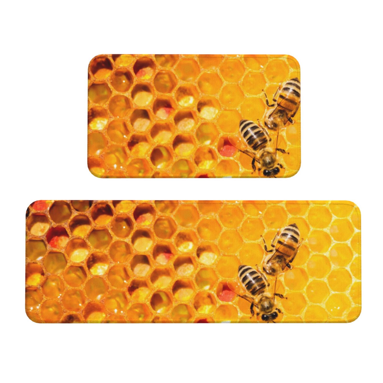 Fuzoiu Bees on Hive Honeycomb Print Kitchen Floor Mat 2 Sets,Kitchen ...