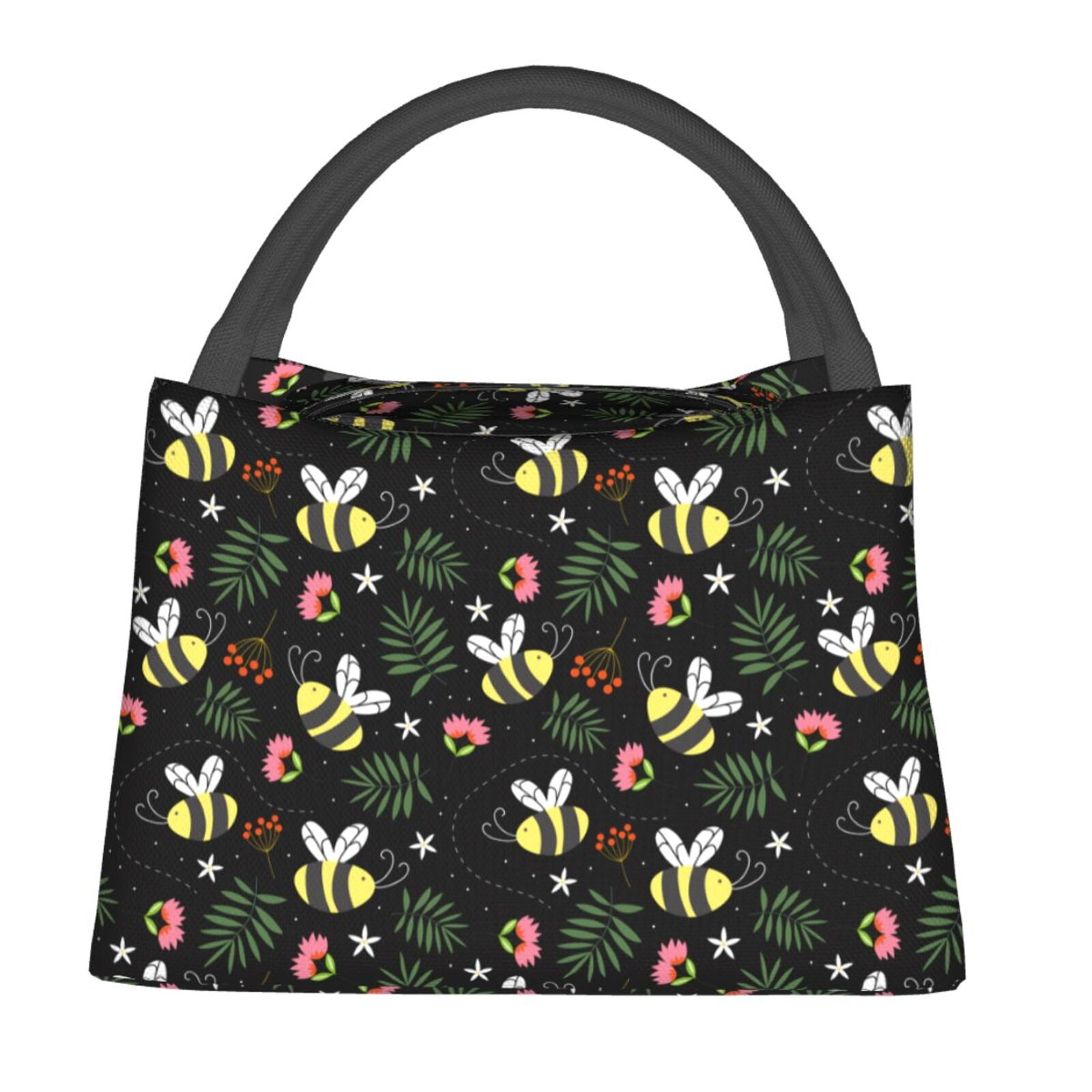 Fuzoiu Bees Print Portable Insulation Lunch Bag,Large Lunch Box ...