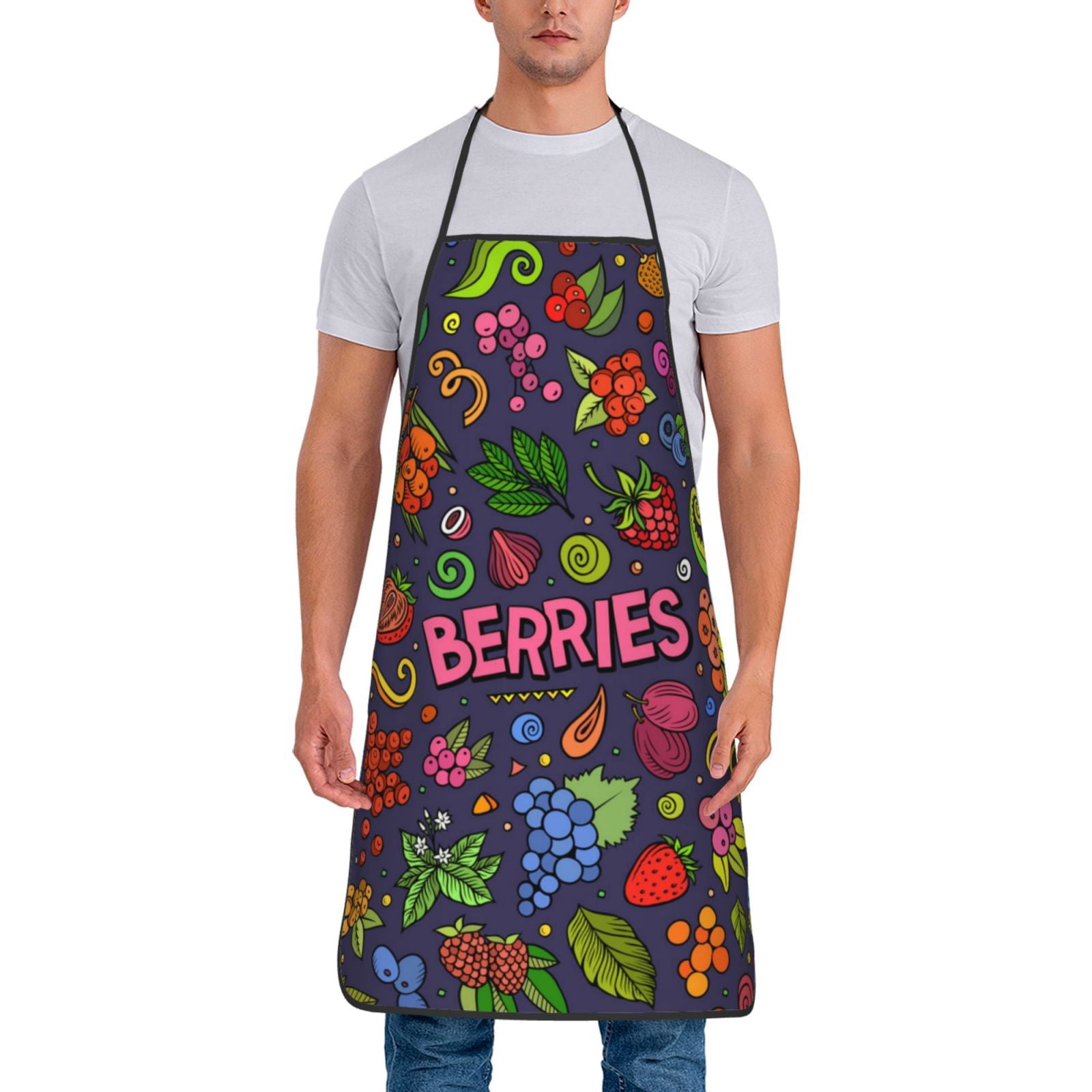 Fuzoiu Berry Fruits Print Waterproof Apron, Kitchen Apron for Women Men ...