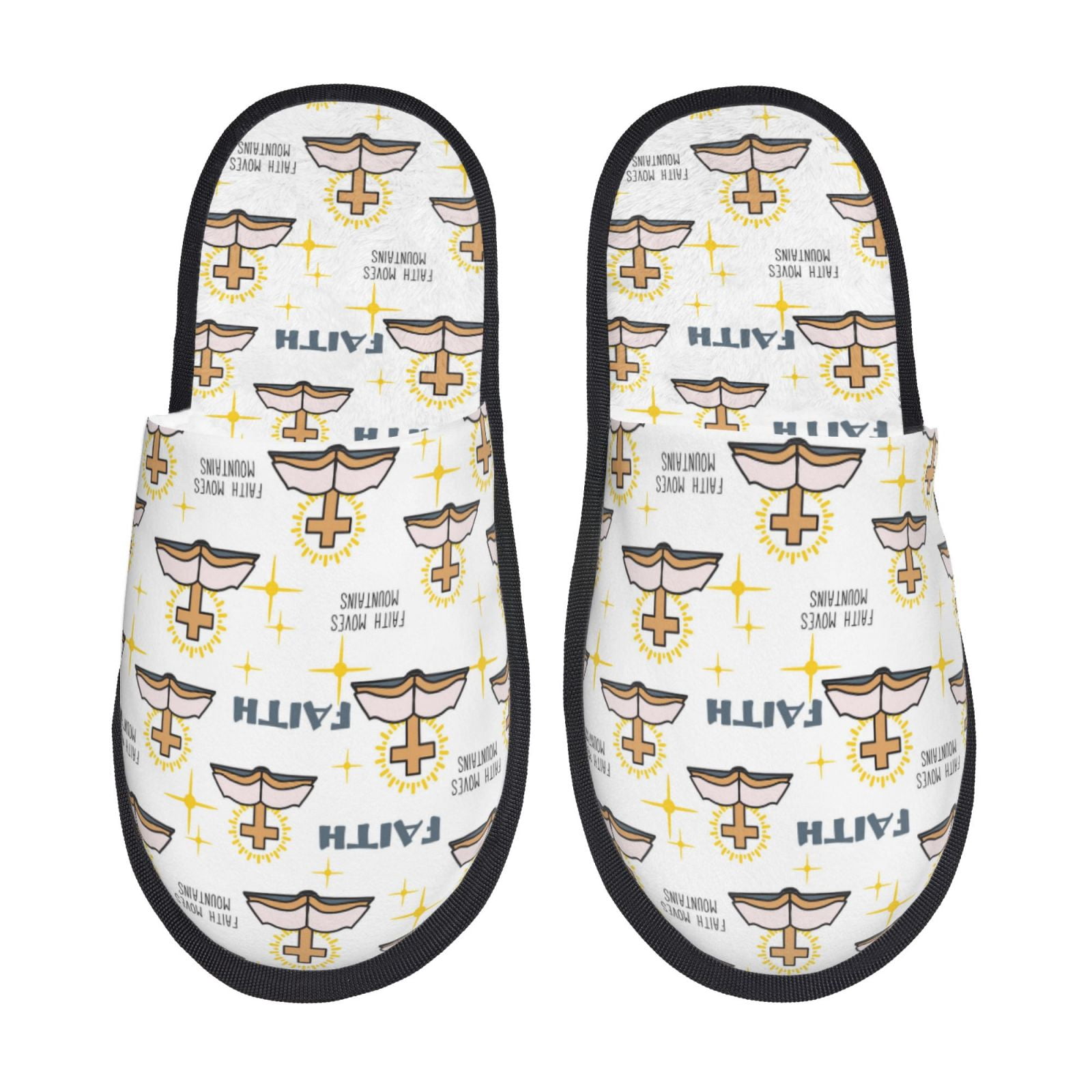 Fuzoiu Bible Print Unisex Furry Slippers,Plush Indoor Shoes,Trendy ...