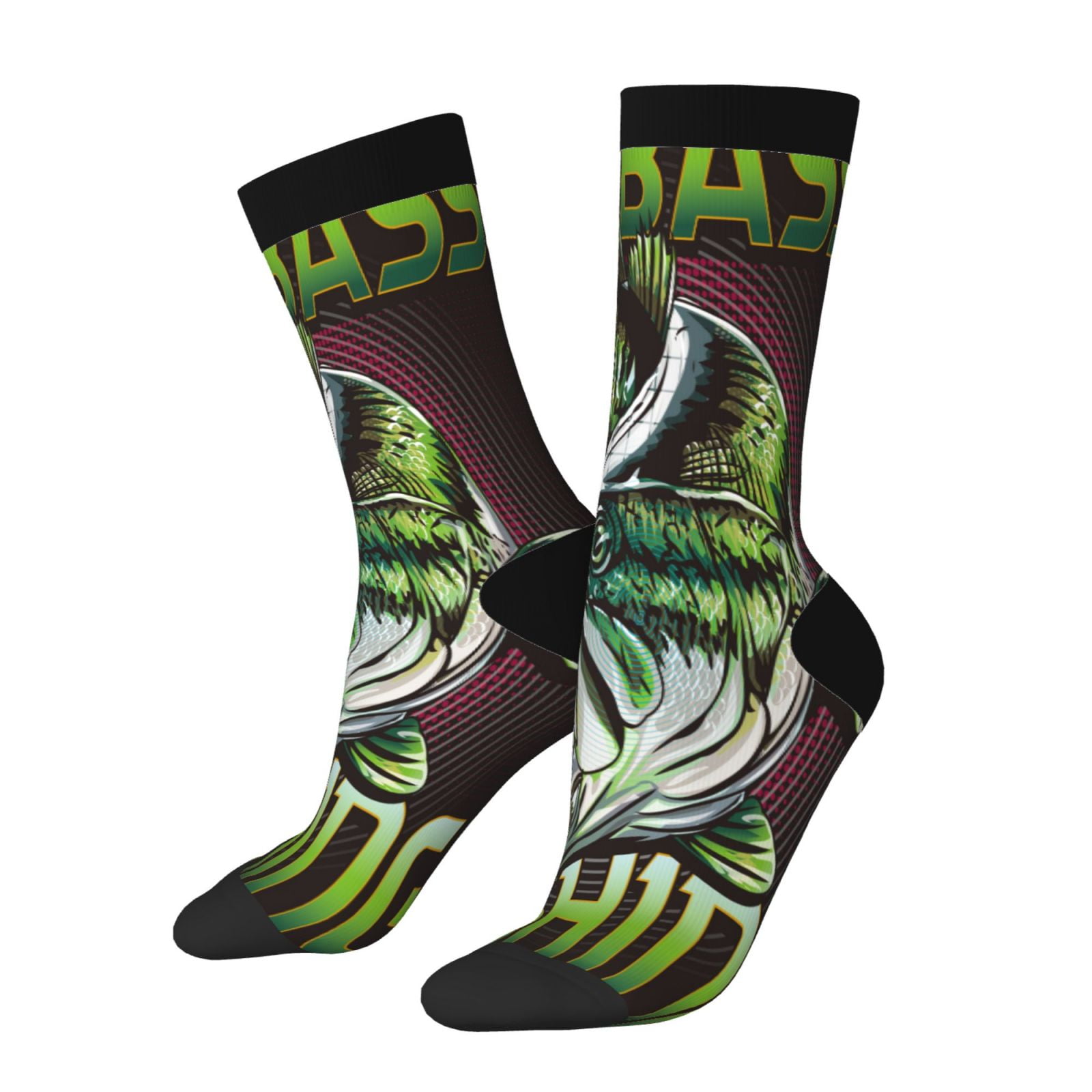 Fuzoiu Big Bass Fish Print Athletic Crew Socks for Men & Women,Casual ...