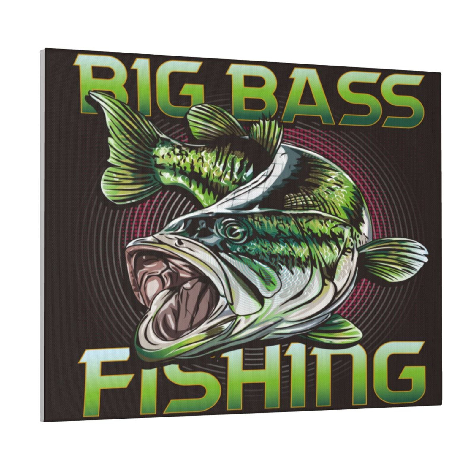Fuzoiu Big Bass Fish Print Canvas Wall Art for Bathrooms,Wall Decor for ...