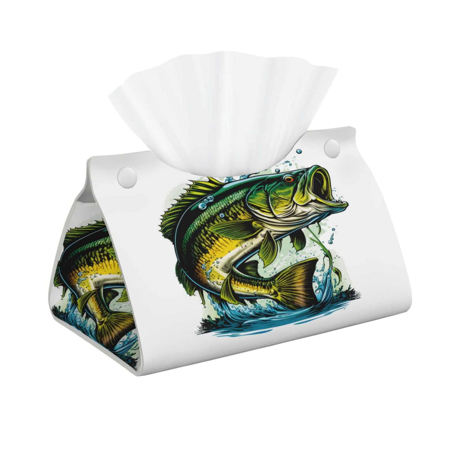 Fuzoiu Big bass fish Print Tissue Box Cover, PU Leather Tissue Holder ...